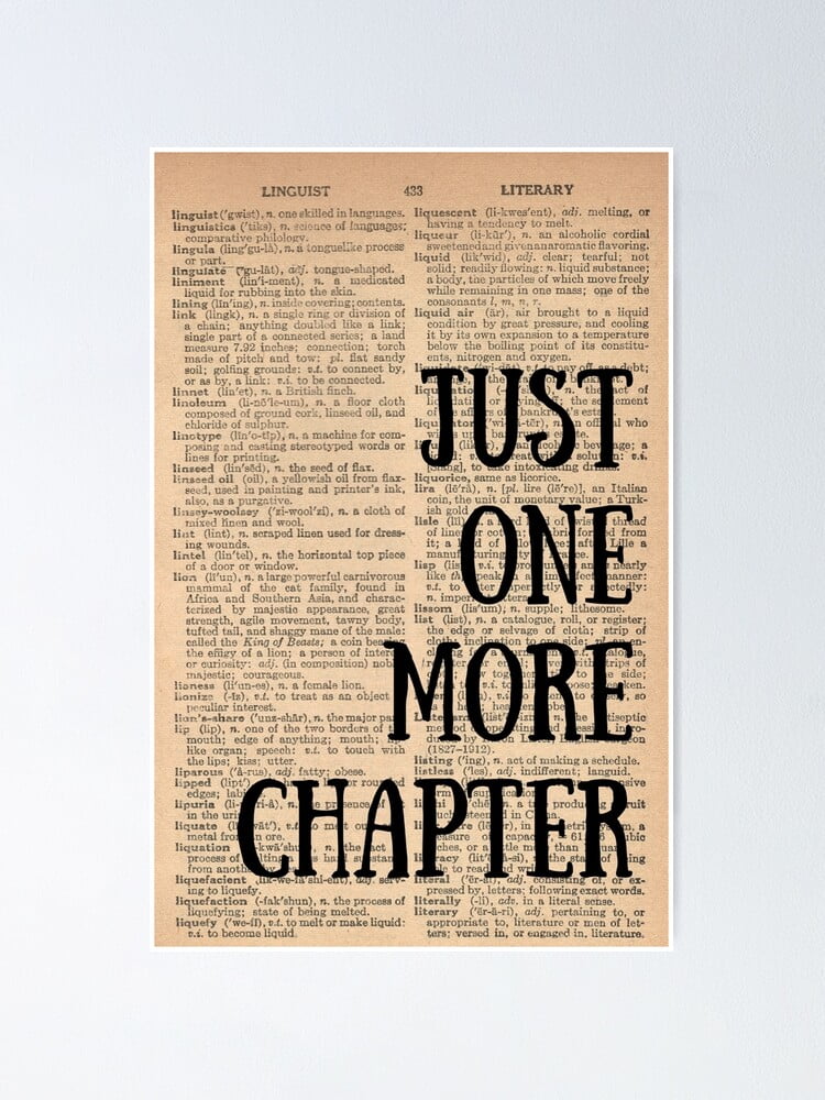 AatoeaX Book Lover Print, Just One More Chapter, Vintage Dictionary Art ...
