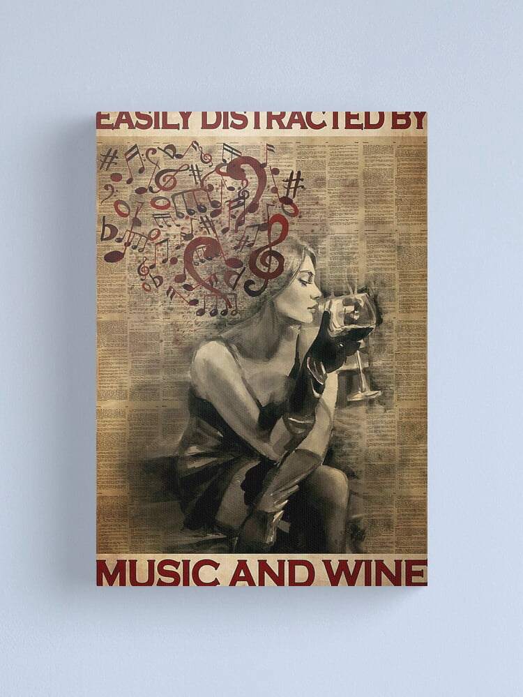 AatoeaX Book Page Girl Easily Distracted By Music And Wine Poster ...