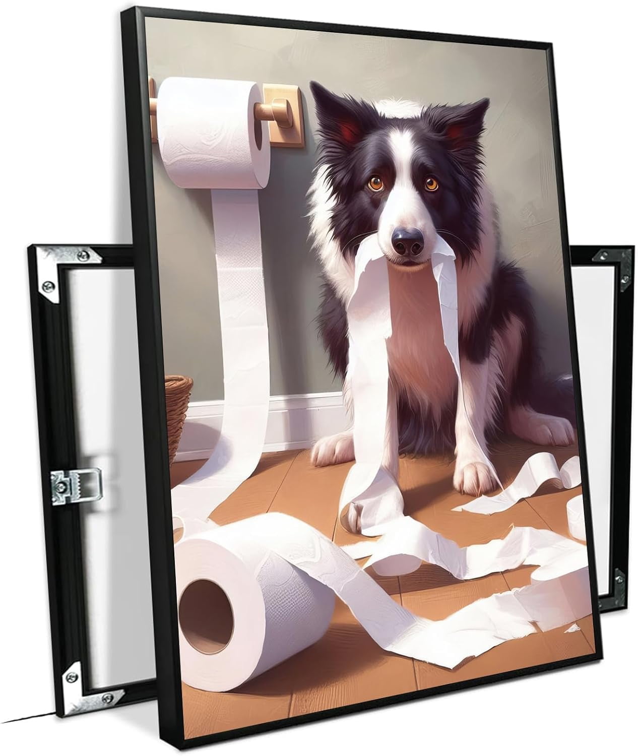 AatoeaX Border Collie Funny Bathroom Wall Art Border Collie Toilet ...