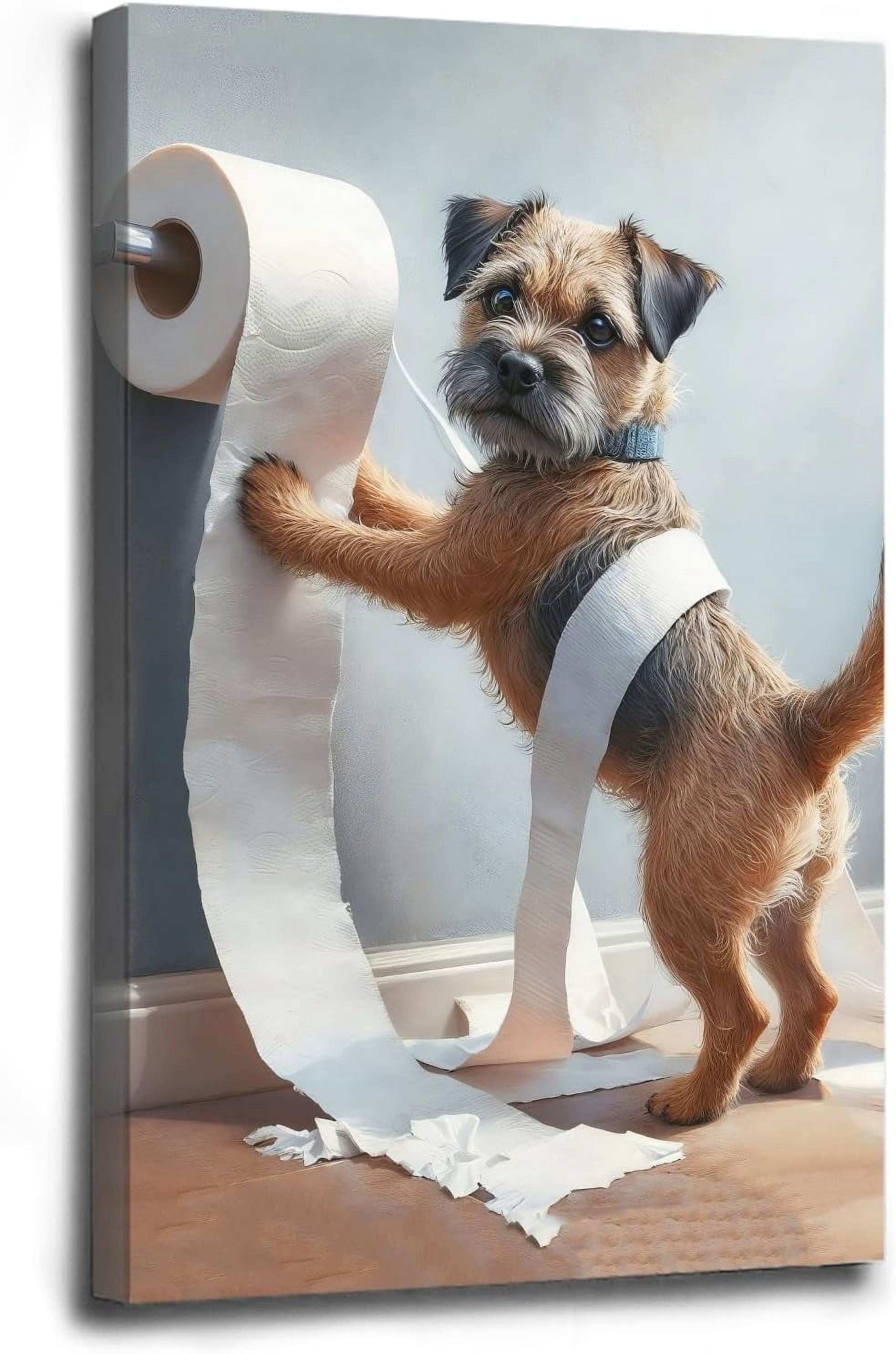 AatoeaX Border Dog Fun Bathroom Wall Art Border Dog Toilet Art Kids ...