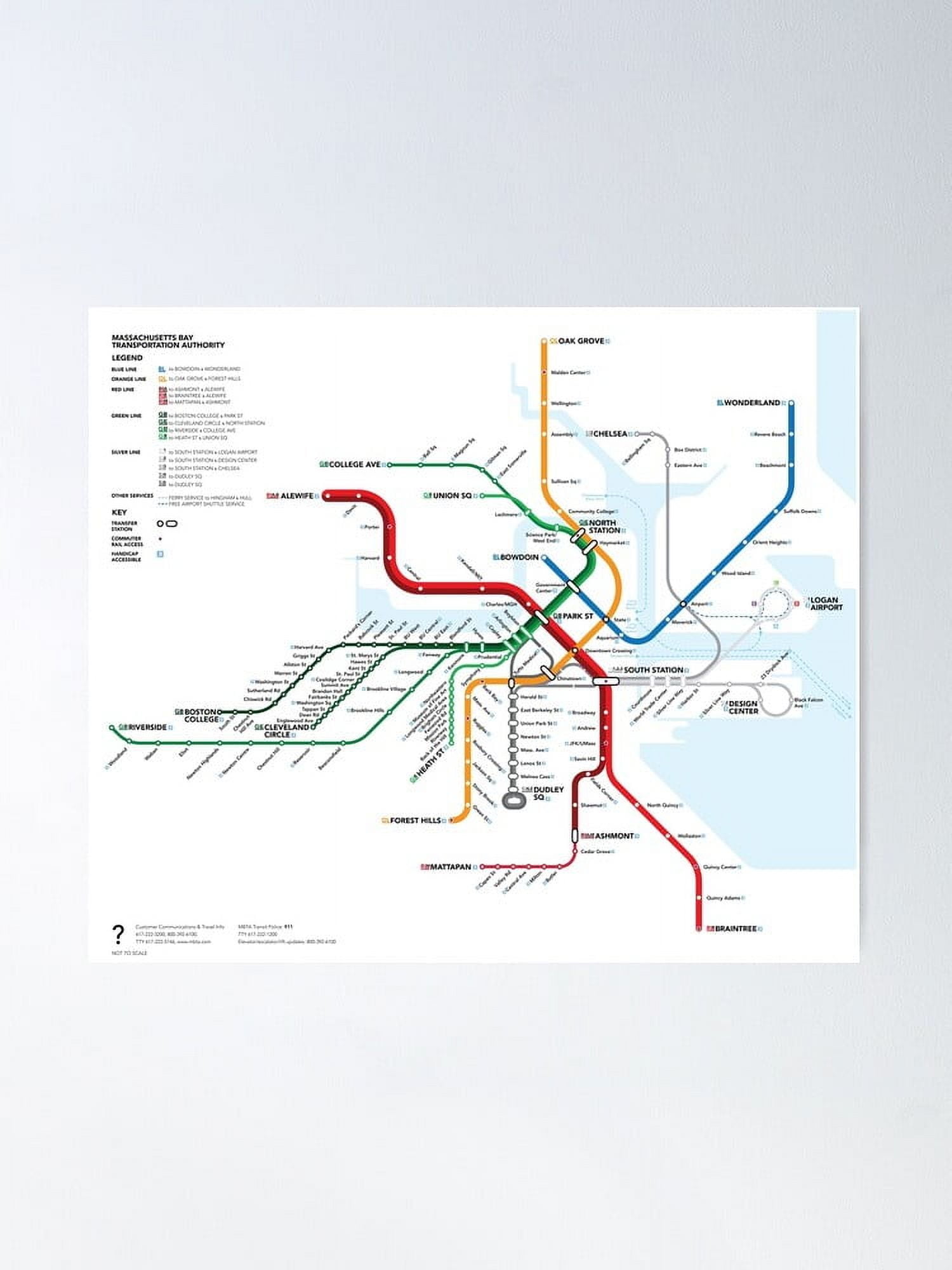 AatoeaX Boston Area Rapid Transit Map Poster Aesthetic Home Decor ...