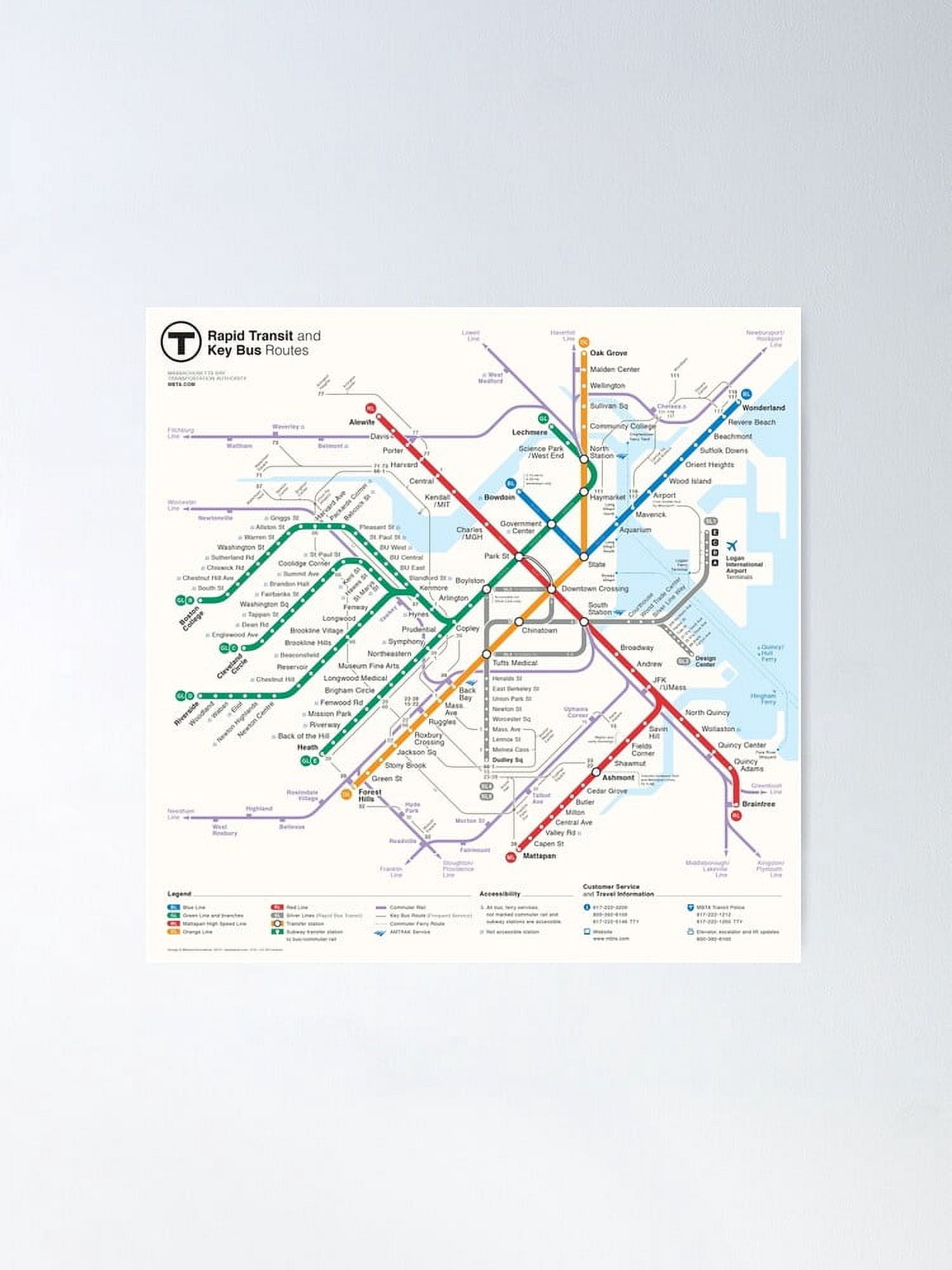 AatoeaX Boston Area Transport System Map Poster Aesthetic Home Decor ...