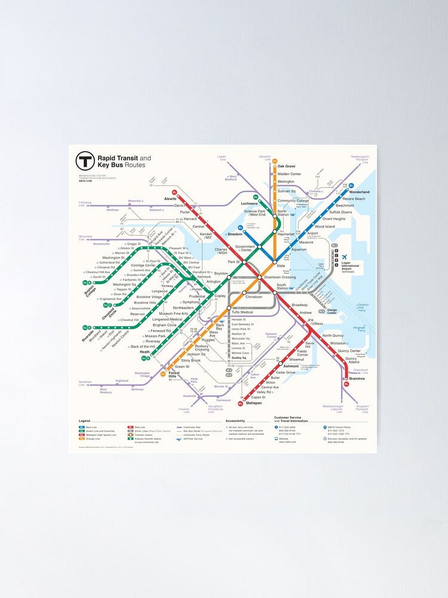 AatoeaX Boston Area Transport System Map Poster Aesthetic Home Decor ...