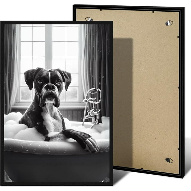 AatoeaX Boxer Dog in Tub wall art black bathroom wall decor funny ...