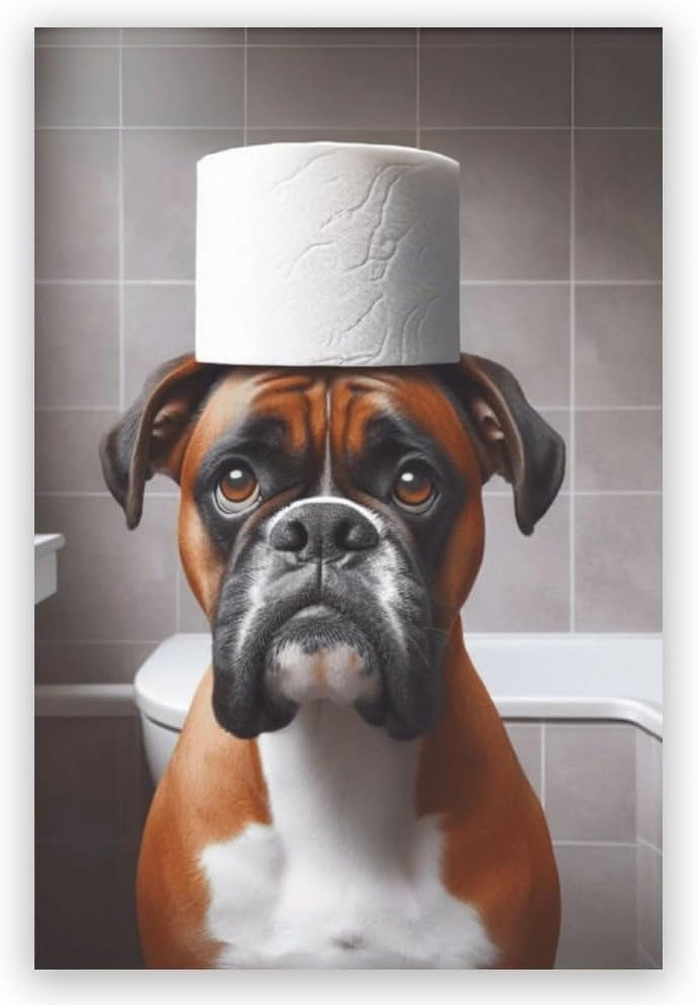 AatoeaX Boxer Dog Wall Art Funny Bathroom Poster animal wall artcanvas ...