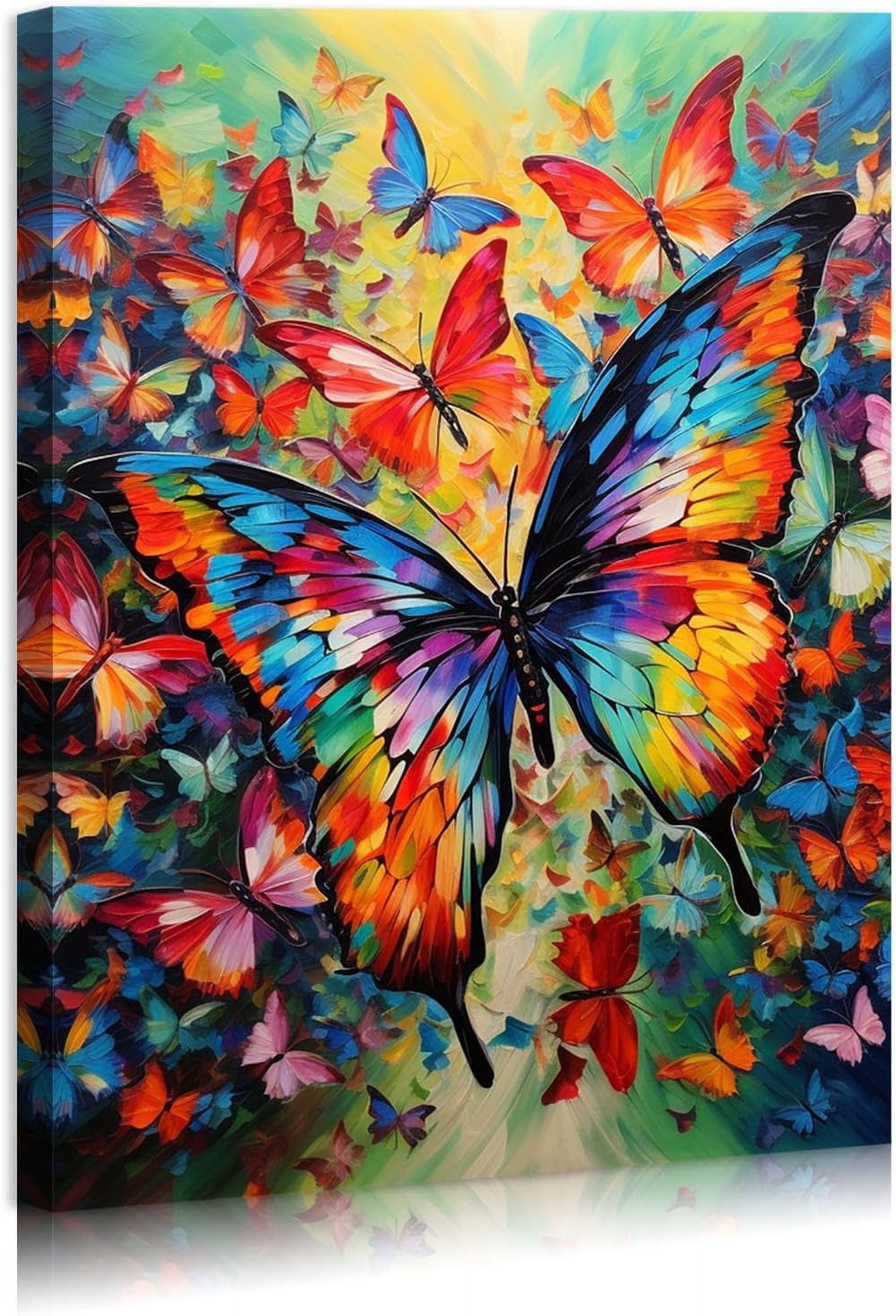 AatoeaX Butterfly Flower Decor Wall Art Colorful Butterfly Pictures ...