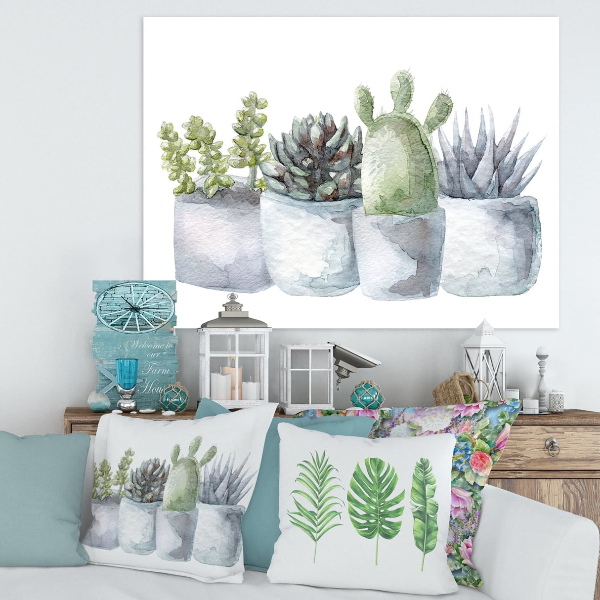 AatoeaX "Cactus and Succulent House Plants I" Farmhouse Canvas Wall Art ...