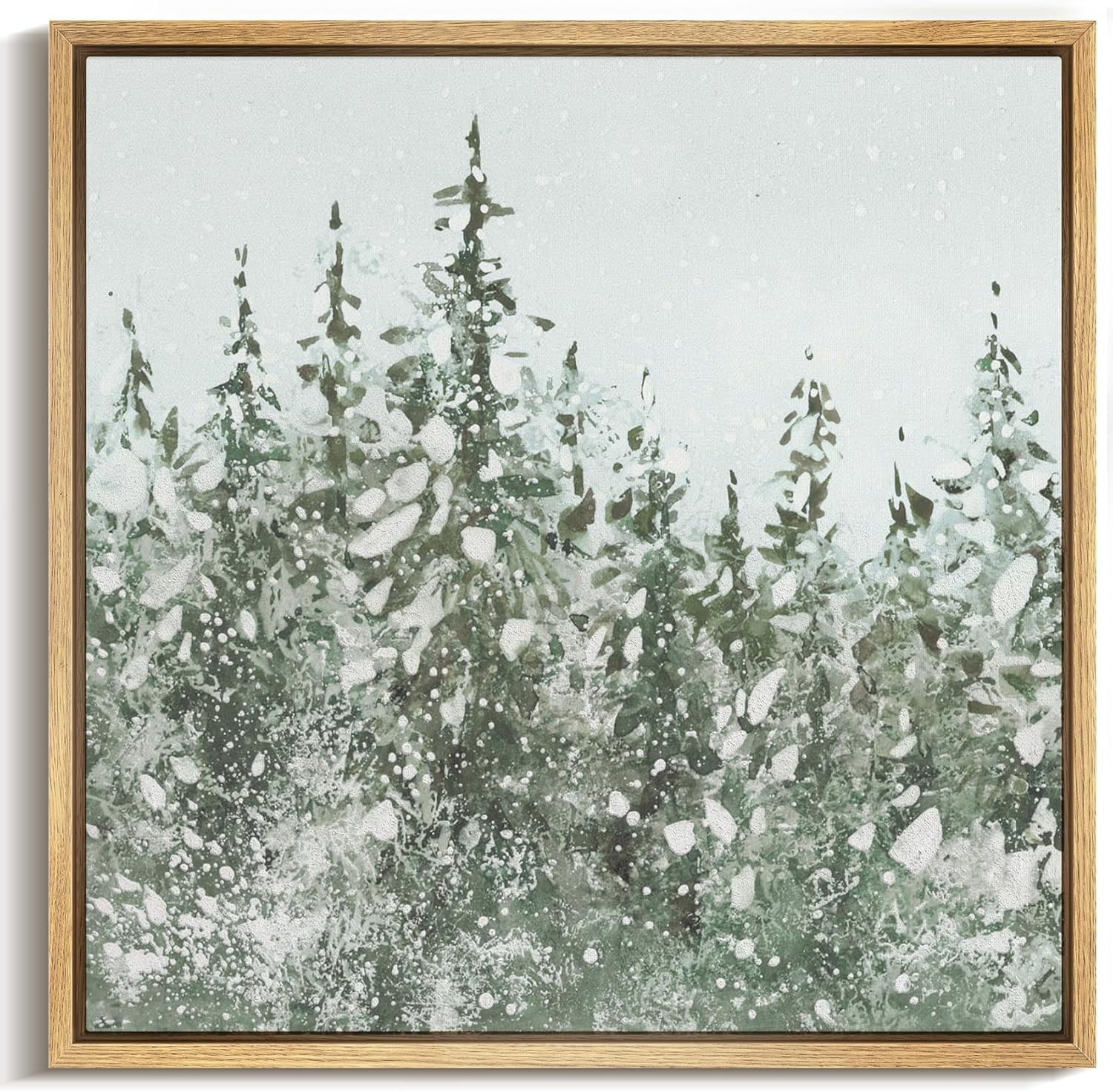 AatoeaX Canvas Print Wall Art Abstract Evergreen Forest with Snowfall ...