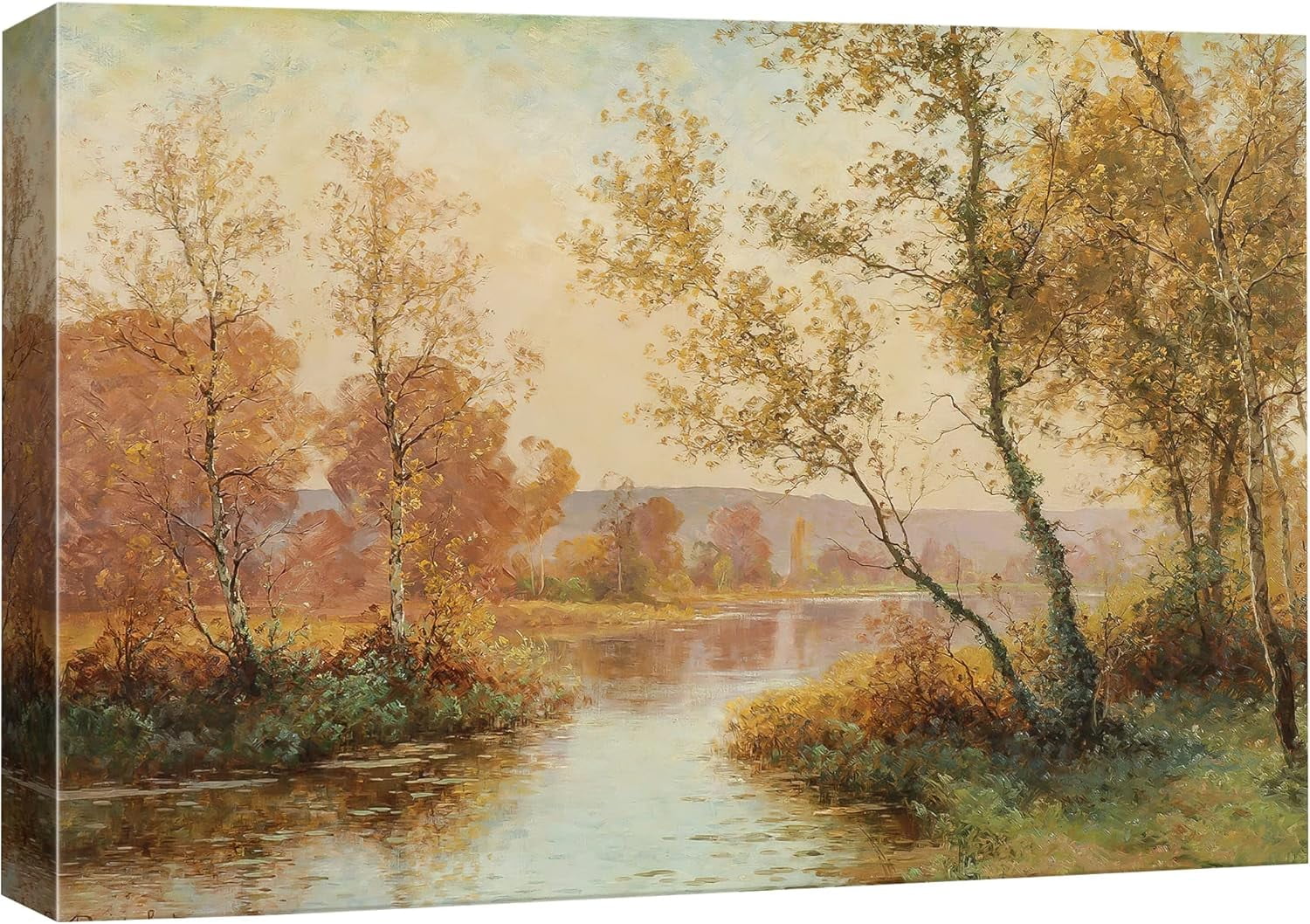 AatoeaX Canvas Print Wall Art Autumn Fall River Dawn Forest Trees ...