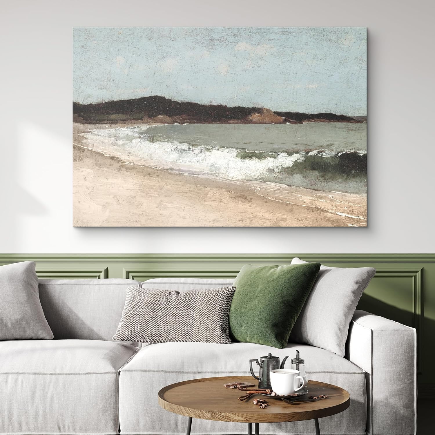 AatoeaX Canvas Print Wall Art Coastal Beach Waves at Dusk Contemporary ...