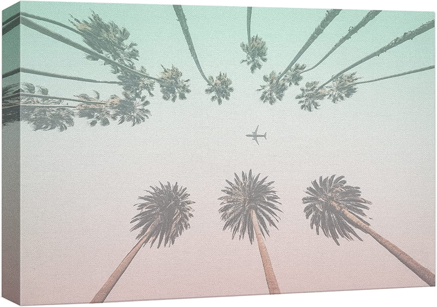AatoeaX Canvas Print Wall Art Duotone Teal & Pink Los Angeles Palm ...