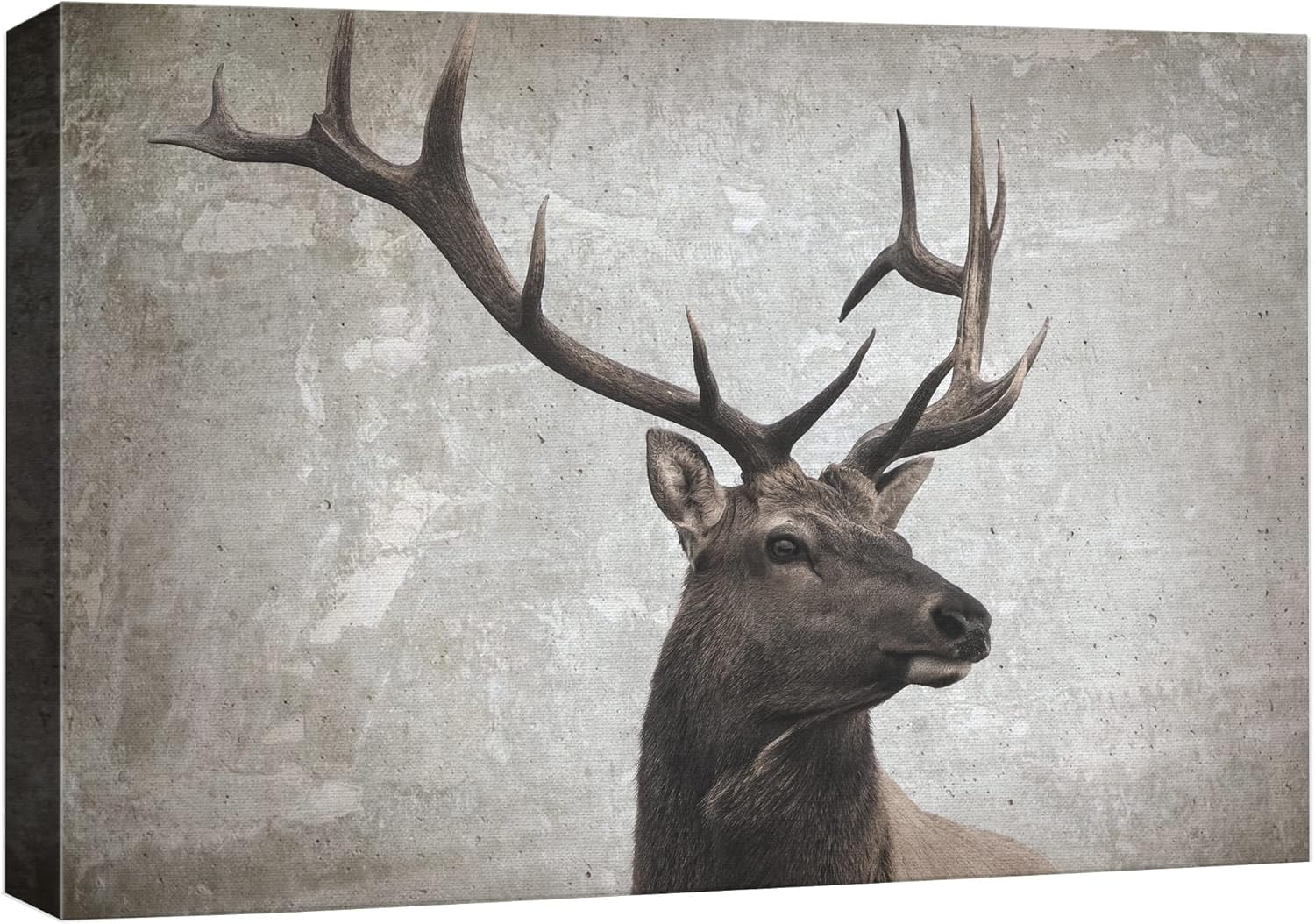 AatoeaX Canvas Print Wall Art Forest Deer Antler Portrait Nature Wilderness Digital Art Modern ...