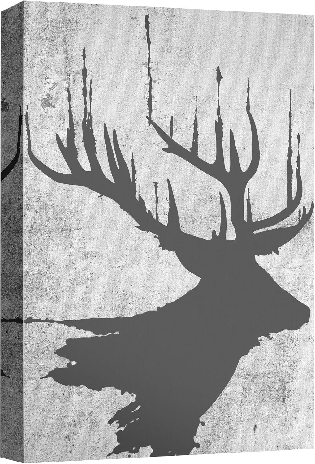 AatoeaX Canvas Print Wall Art Grunge Black Gray Forest Deer Antler ...