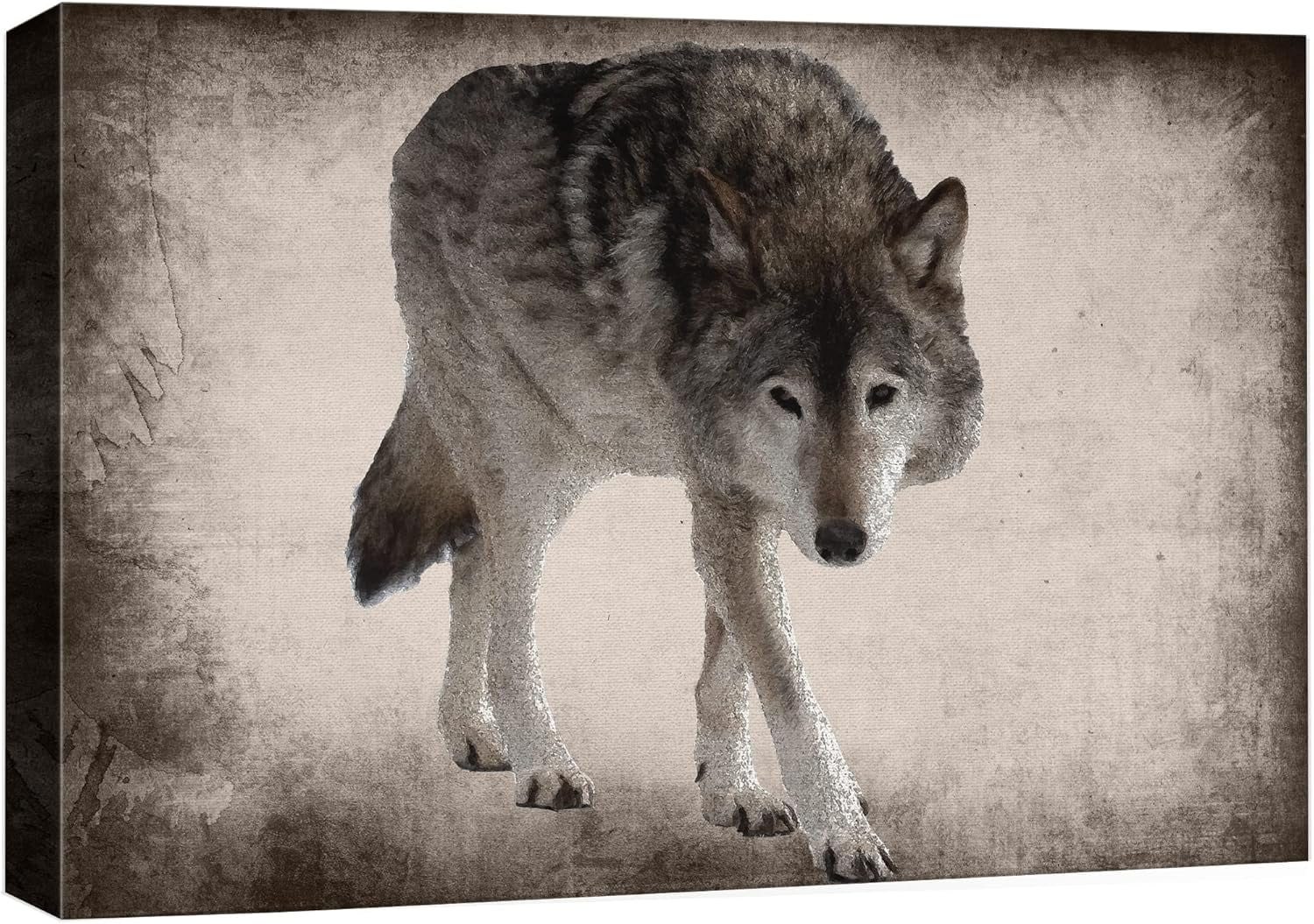 AatoeaX Canvas Print Wall Art Hunting Wolf Portrait on Graphite ...