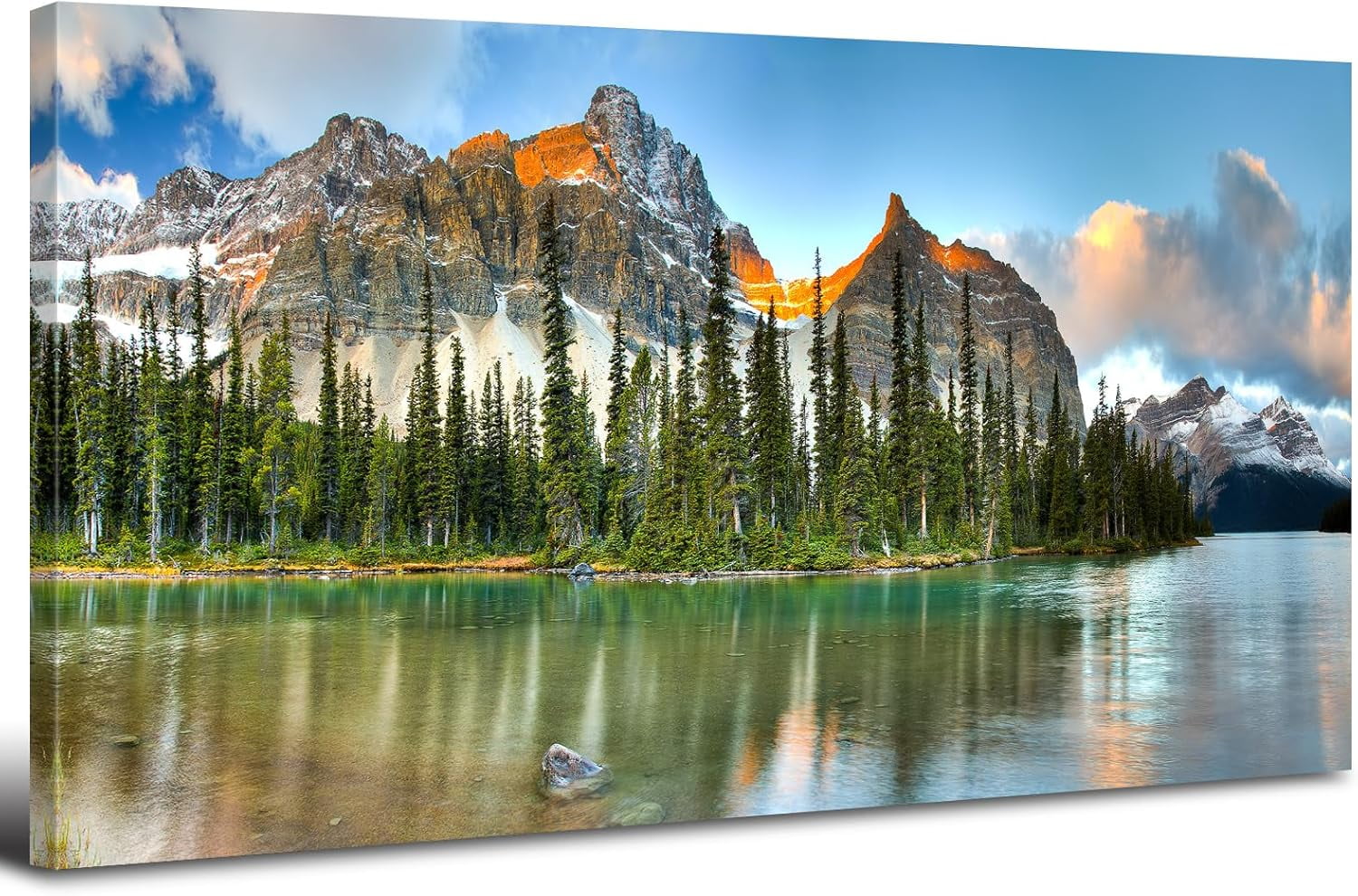 AatoeaX Canvas Print Wall Art Lake landscape Sunrise Over the Pine Tree ...