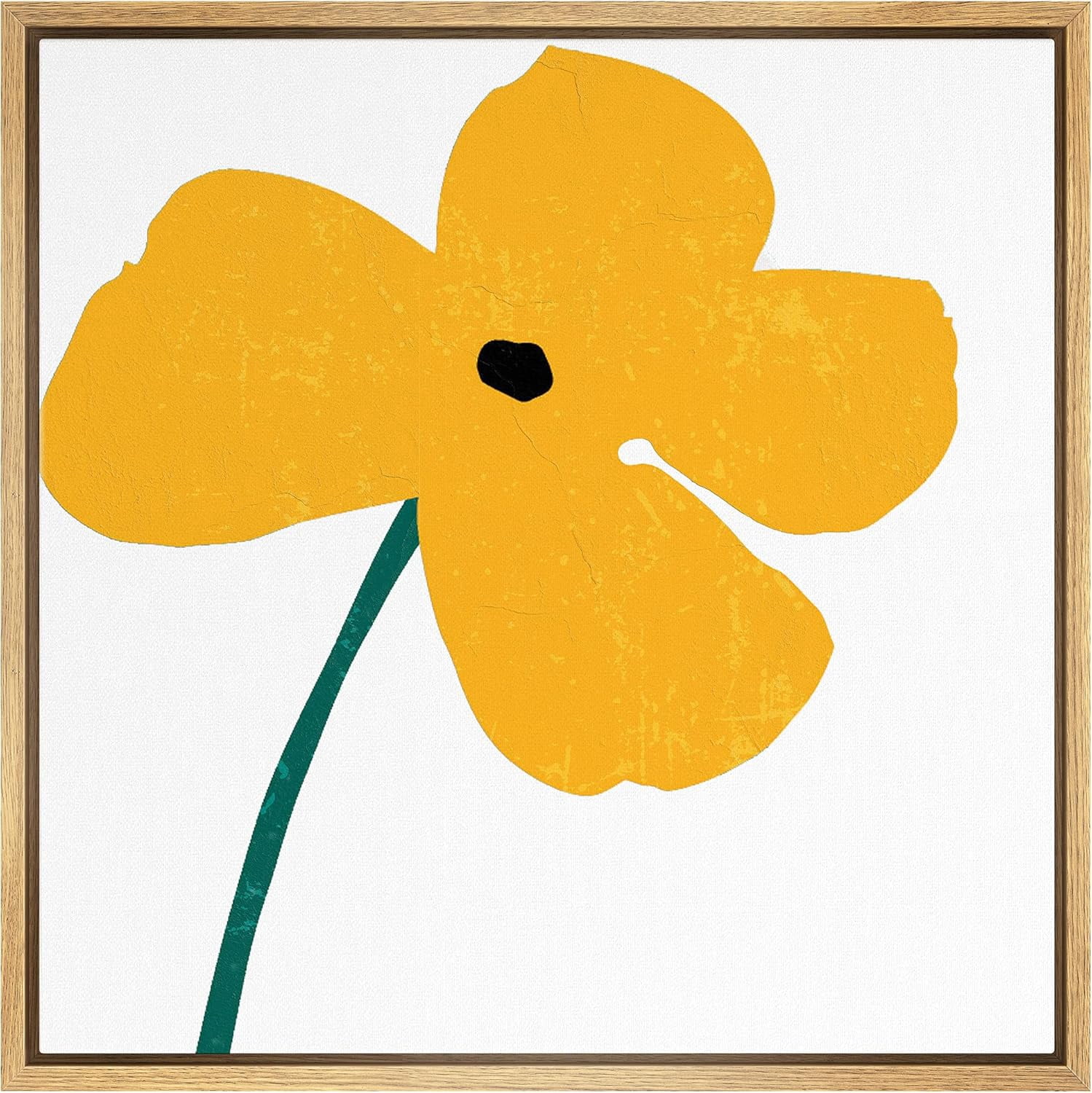 AatoeaX Canvas Print Wall Art Minimalist Yellow Daisy & Green Stem on ...