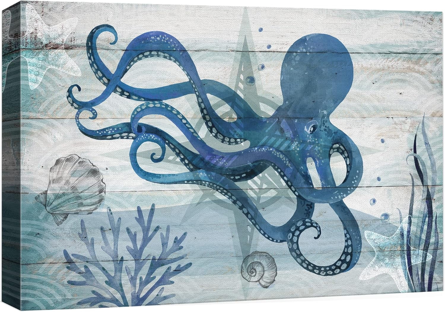 AatoeaX Canvas Print Wall Art Octopus Under The Sea with Shells ...