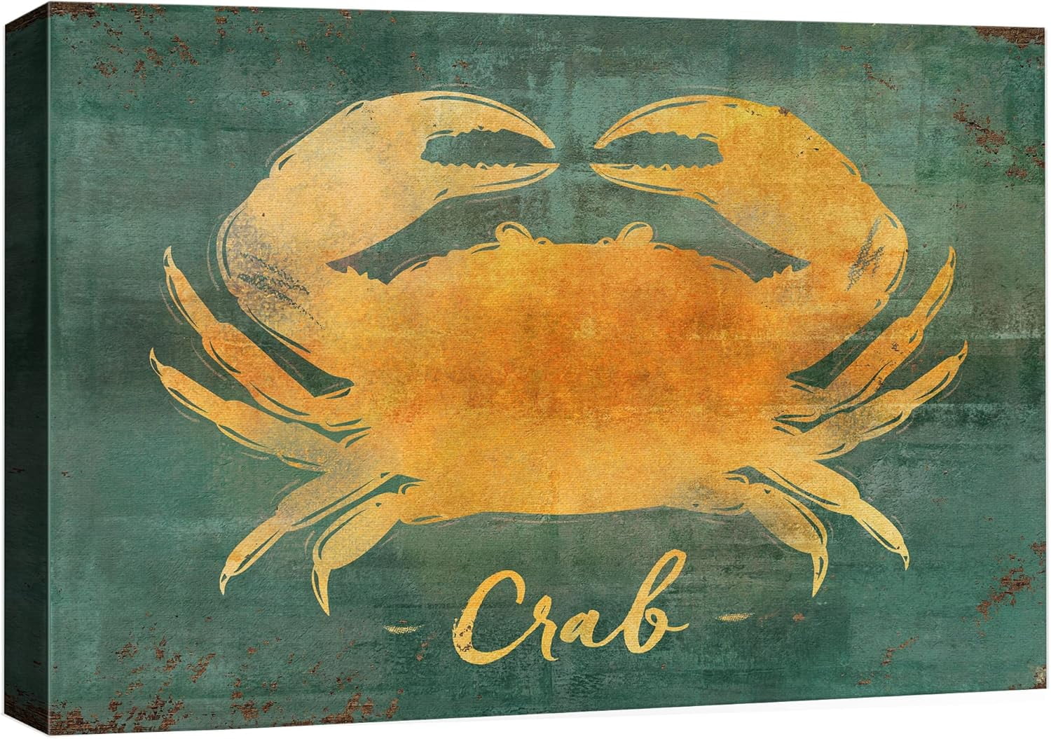 AatoeaX Canvas Print Wall Art Orange Crab Silhouette with Typography Amphibians Ocean ...