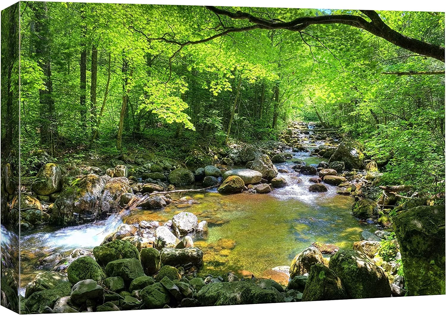 AatoeaX Canvas Print Wall Art River Through The Green Forest Nature ...