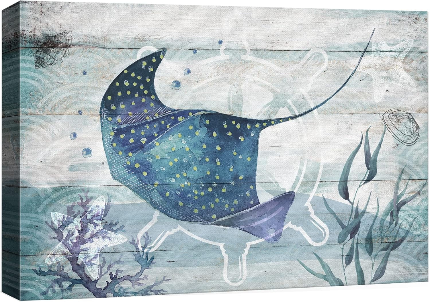 AatoeaX Canvas Print Wall Art Stingray Under The Sea with Starfish ...