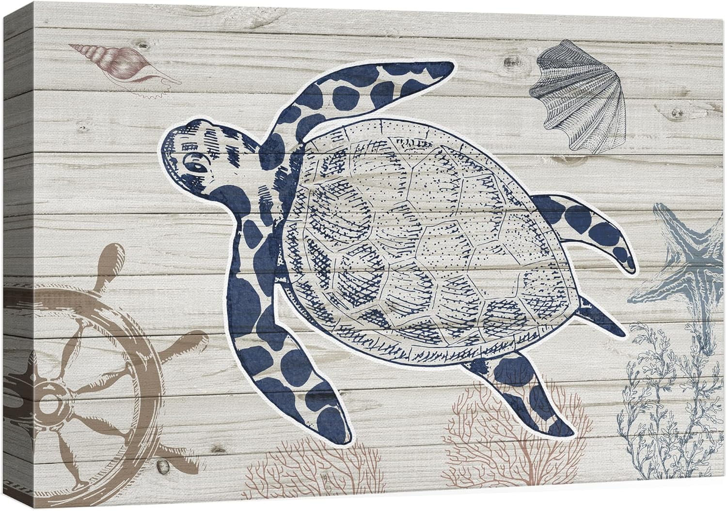 AatoeaX Canvas Print Wall Art Tropical Island Underwater Ocean Turtle Tortoise Animals Nature ...