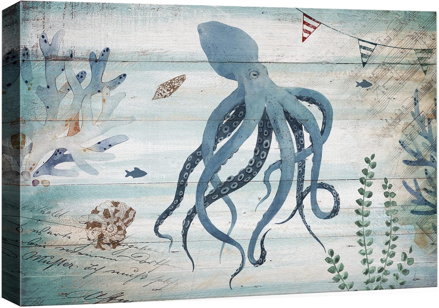 AatoeaX Canvas Print Wall Art Tropical Island Underwater Pastel Ocean ...