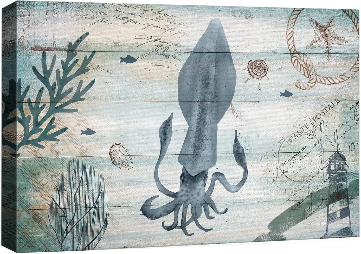 AatoeaX Canvas Print Wall Art Tropical Island Underwater Pastel Ocean ...