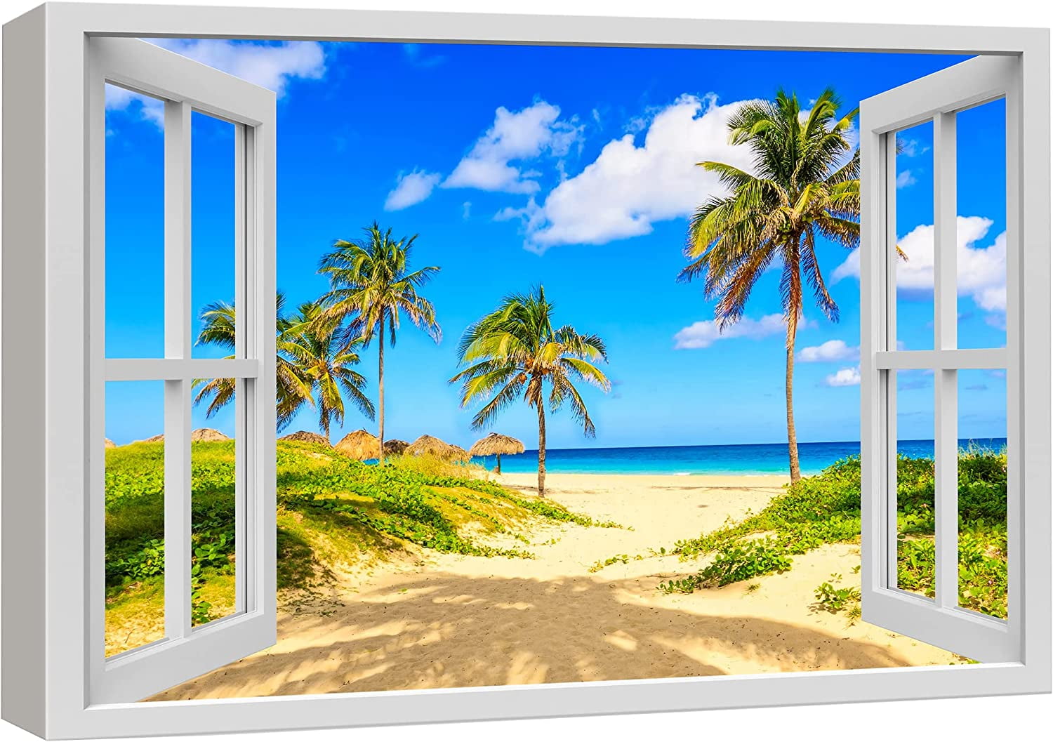 AatoeaX Canvas Print Wall Art Tropical Palm Tree Beach Ocean Sea ...