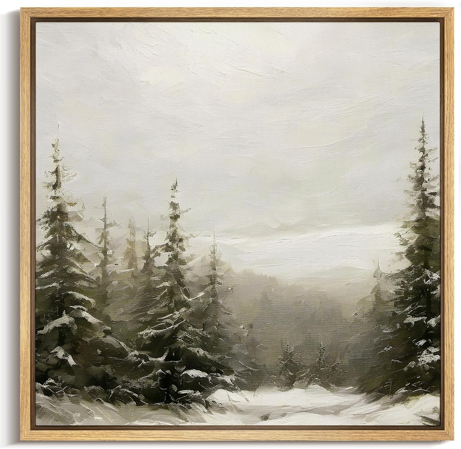 AatoeaX Canvas Print Wall Art Vintage Winter Whisper: Snow-Covered Pine ...