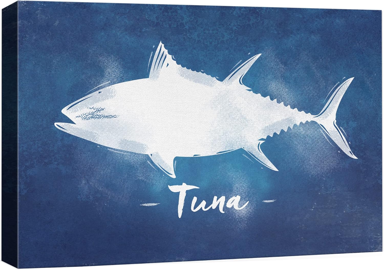 AatoeaX Canvas Print Wall Art White Tuna Silhouette with Typography ...