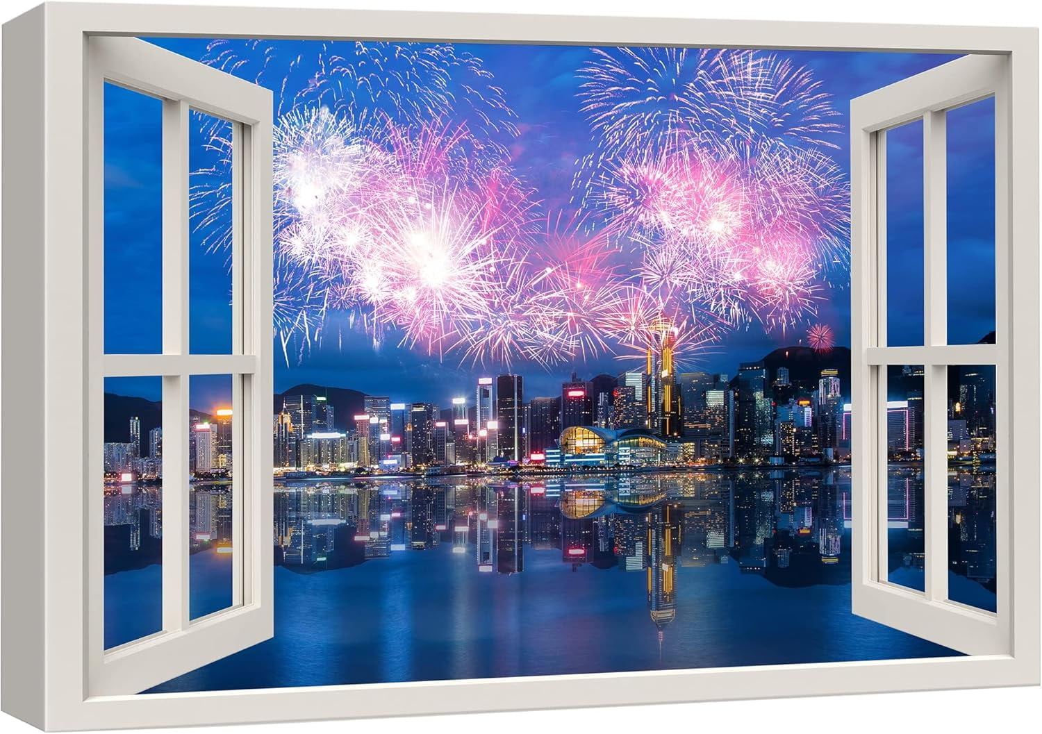 AatoeaX Canvas Print Wall Art Window View Australia Sydney Fireworks ...