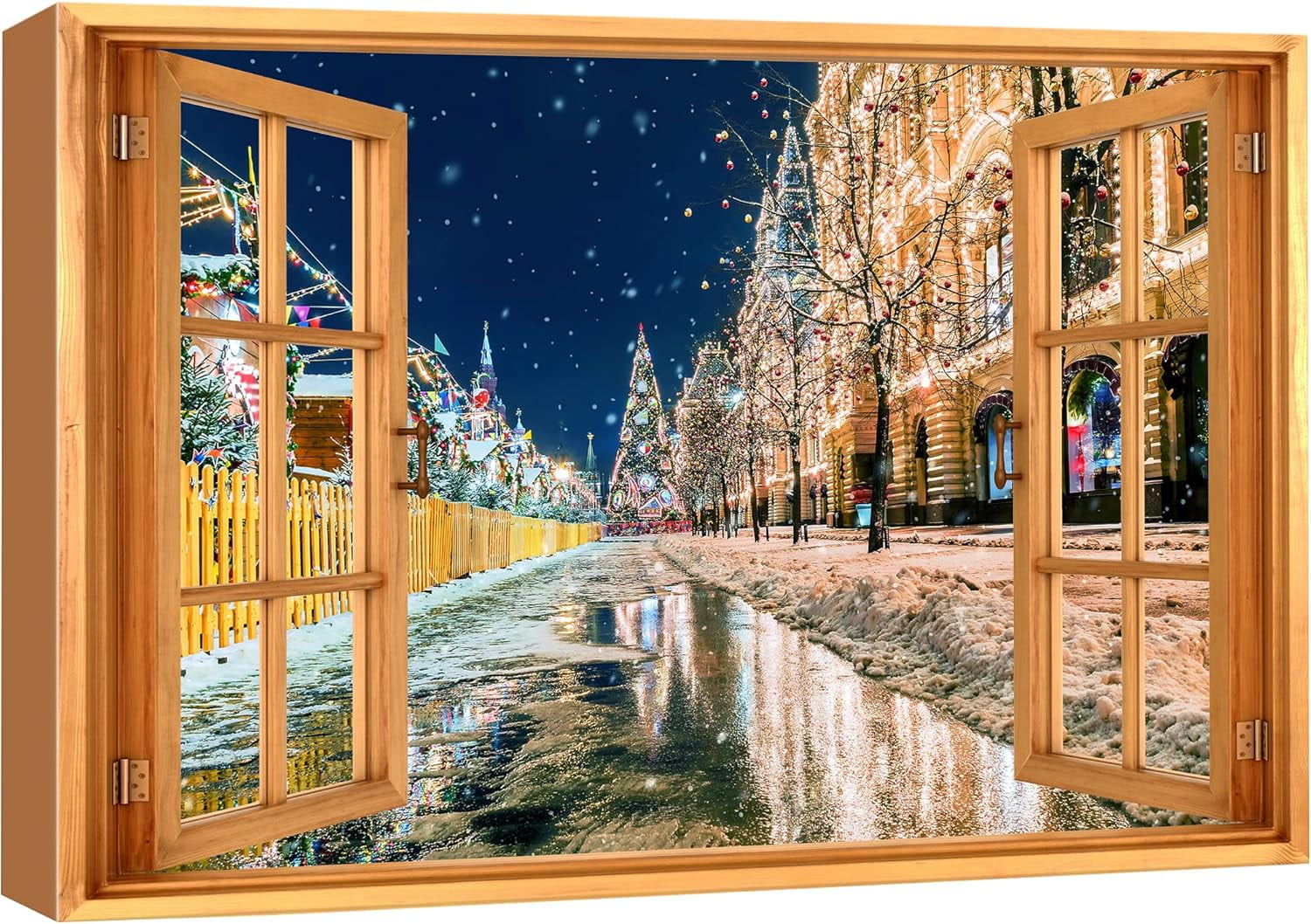 AatoeaX Canvas Print Wall Art Window View Christmas Noel Paris France ...