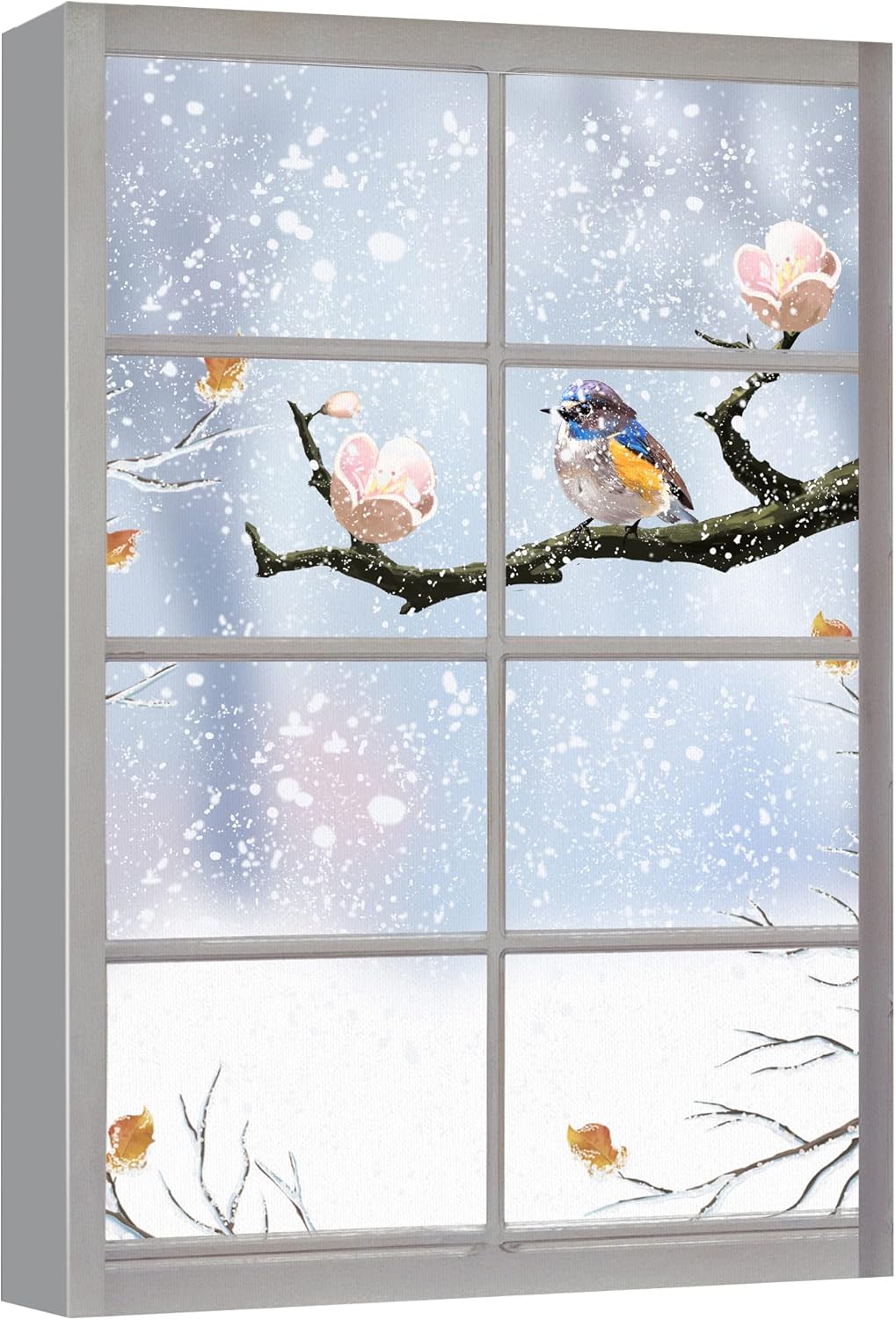 AatoeaX Canvas Print Wall Art Window View Finch Birds Cherry Blossom ...