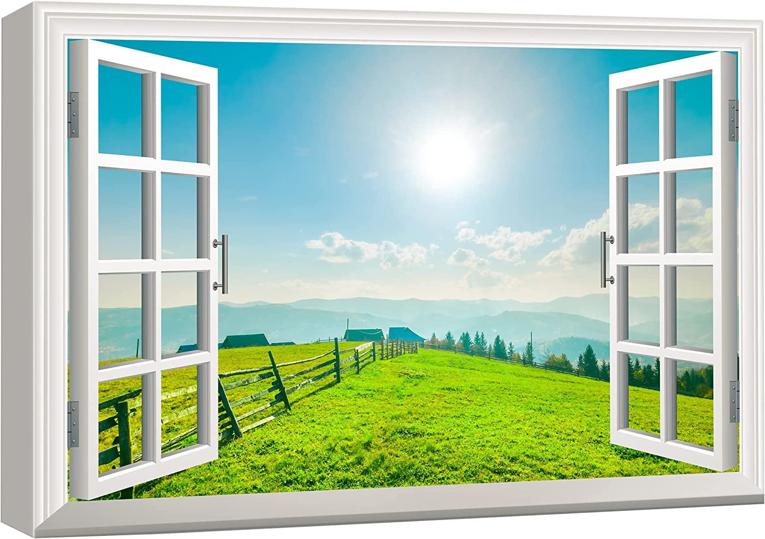 AatoeaX Canvas Print Wall Art Window View Landscape Green Forest Meadow ...