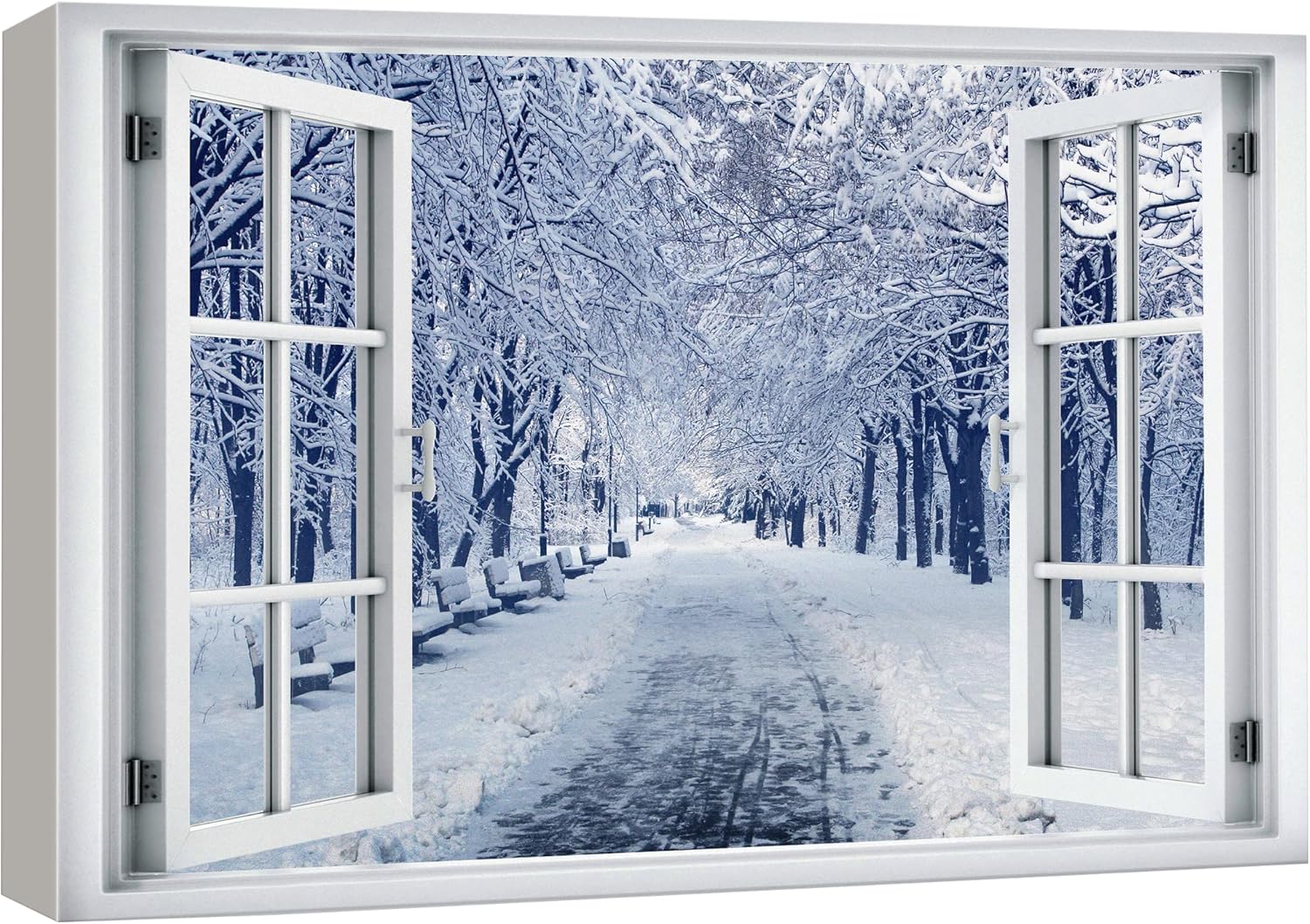 AatoeaX Canvas Print Wall Art Window View Snowy Winter Wonderland ...