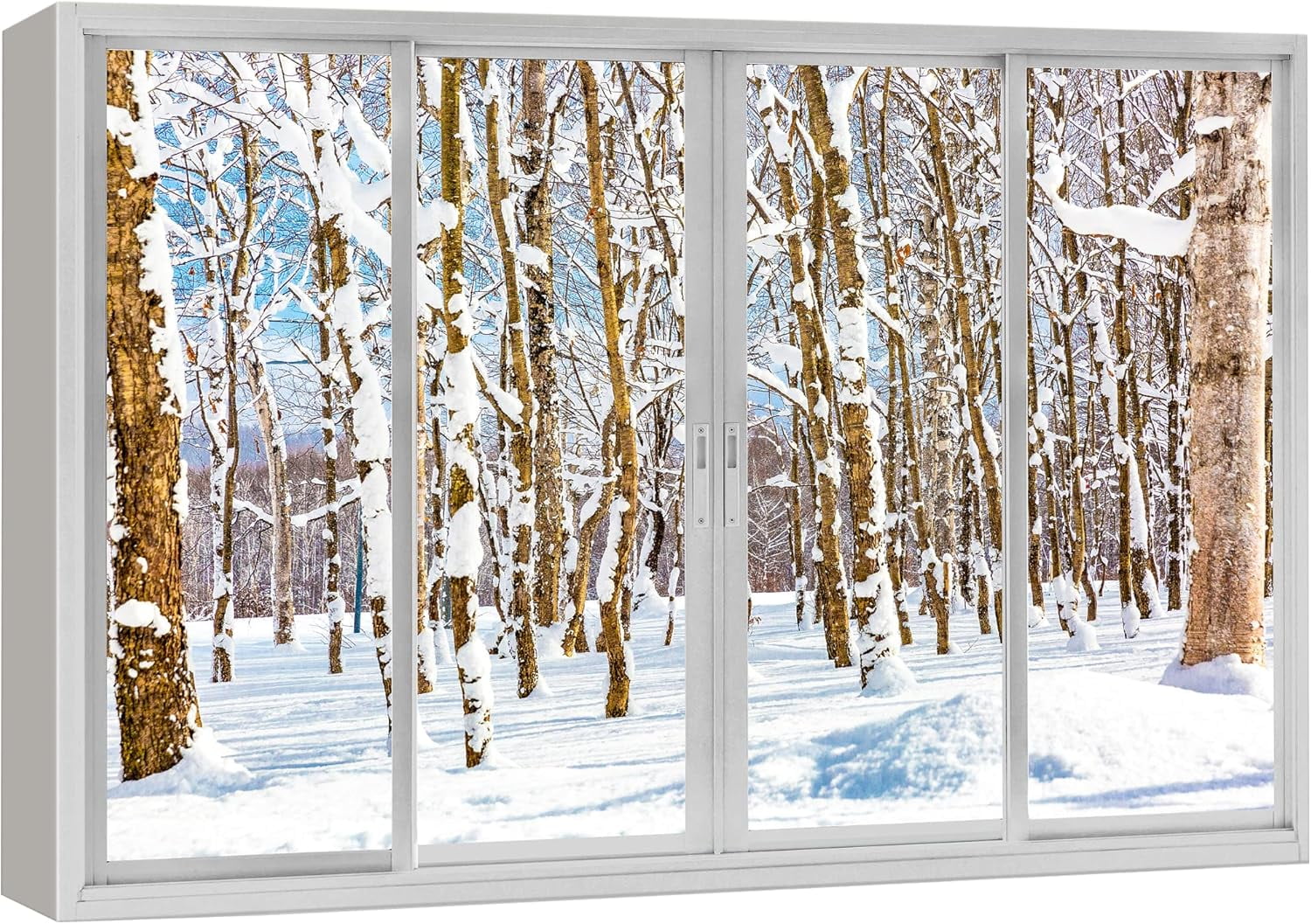 AatoeaX Canvas Print Wall Art Window View Snowy Winter Wonderland Tree ...