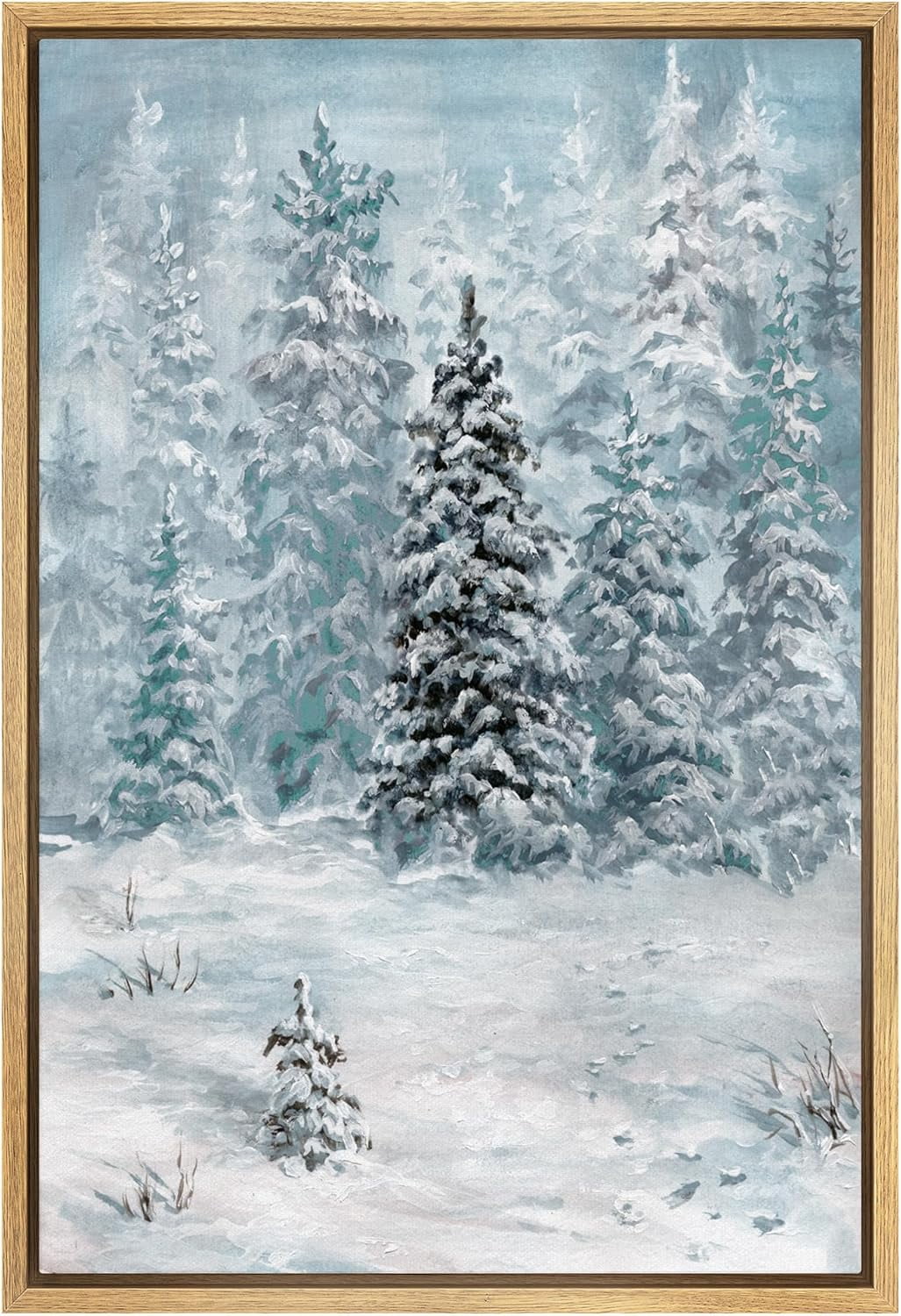 AatoeaX Canvas Print Wall Art Winter Forest Snow-Covered Trees with ...