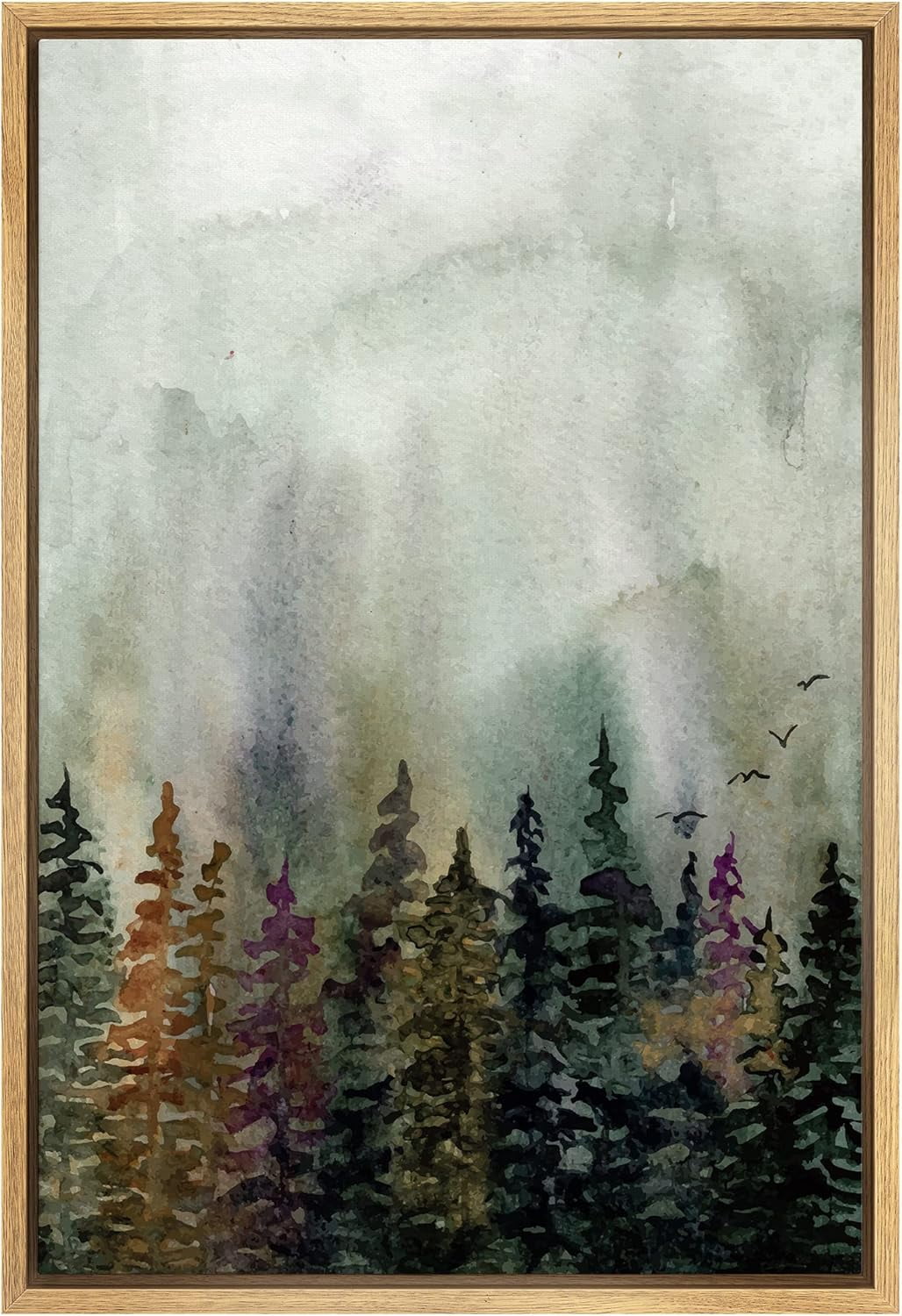 AatoeaX Canvas Print Wall Art Woodland Nursery Decor Green & Purple ...