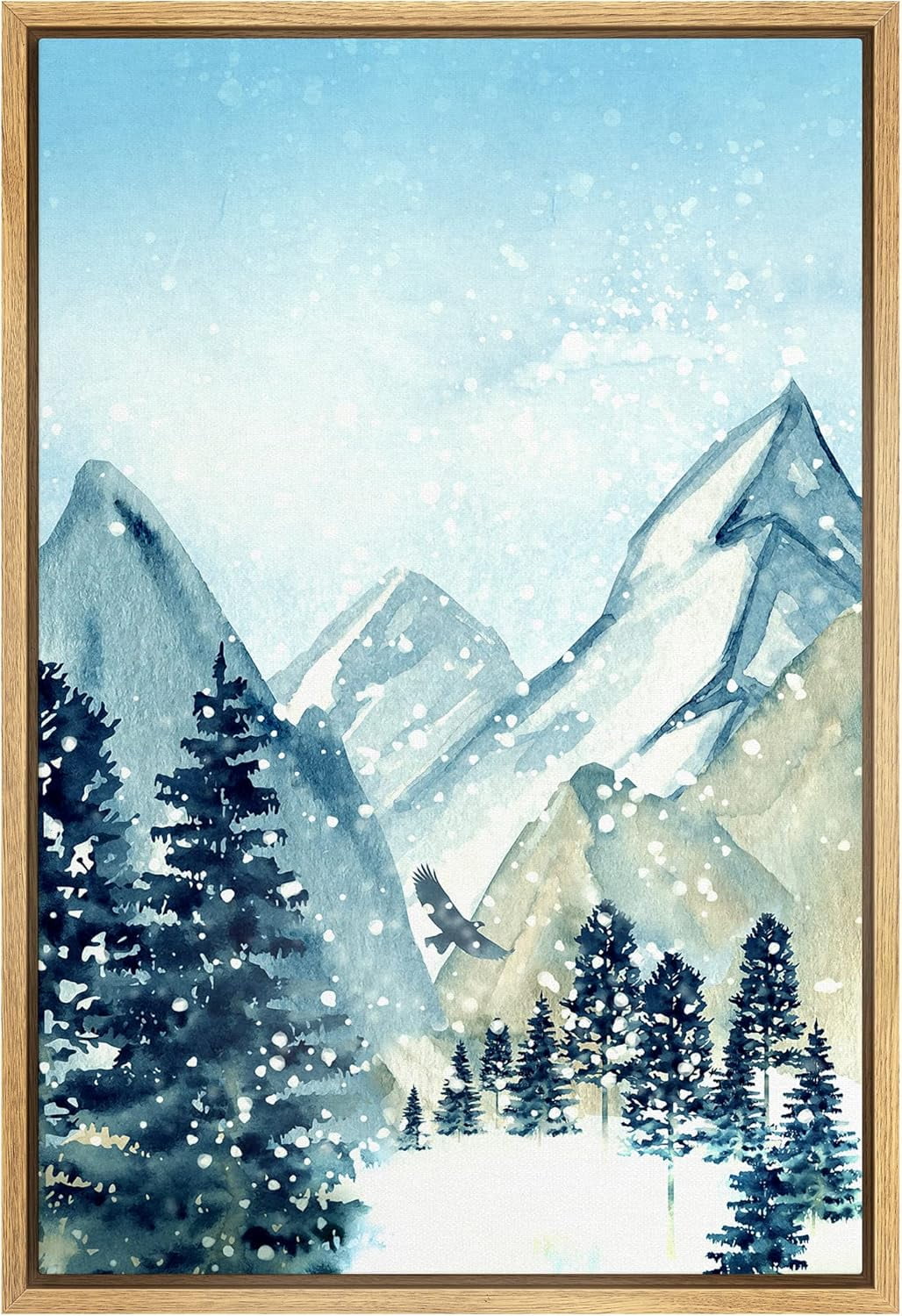 AatoeaX Canvas Print Wall Art Woodland Nursery Decor Winter Snow Pastel ...