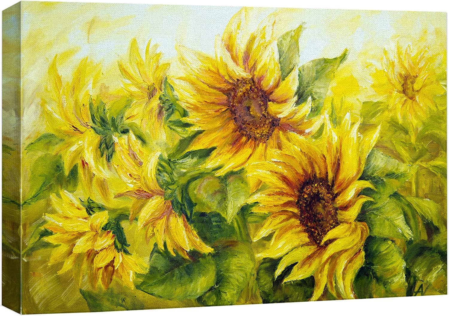 AatoeaX Canvas Prints Wall Art - Sunflowers in Oil Painting Style ...