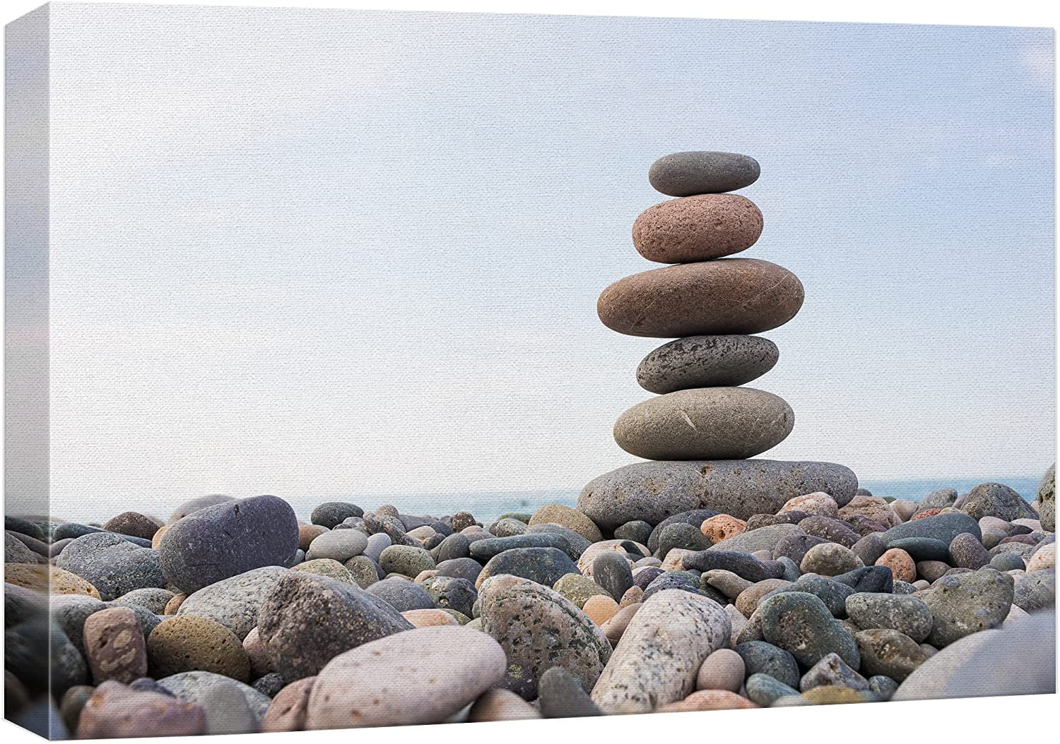 AatoeaX Canvas Prints Wall Art - Zen Stones Balance, Pebbles Stack Over ...