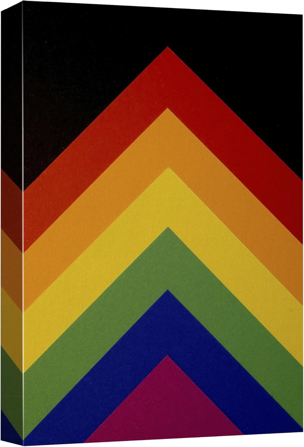 AatoeaX Canvas Wall Art Abstract Rainbow Chevron Pattern on Black ...