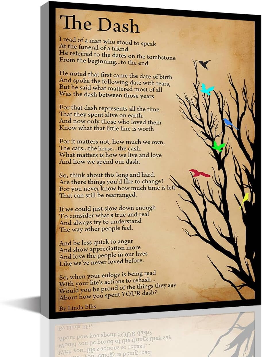 AatoeaX Canvas Wall Art The Dash Poetry Poster Poem Quote Poster Canvas ...