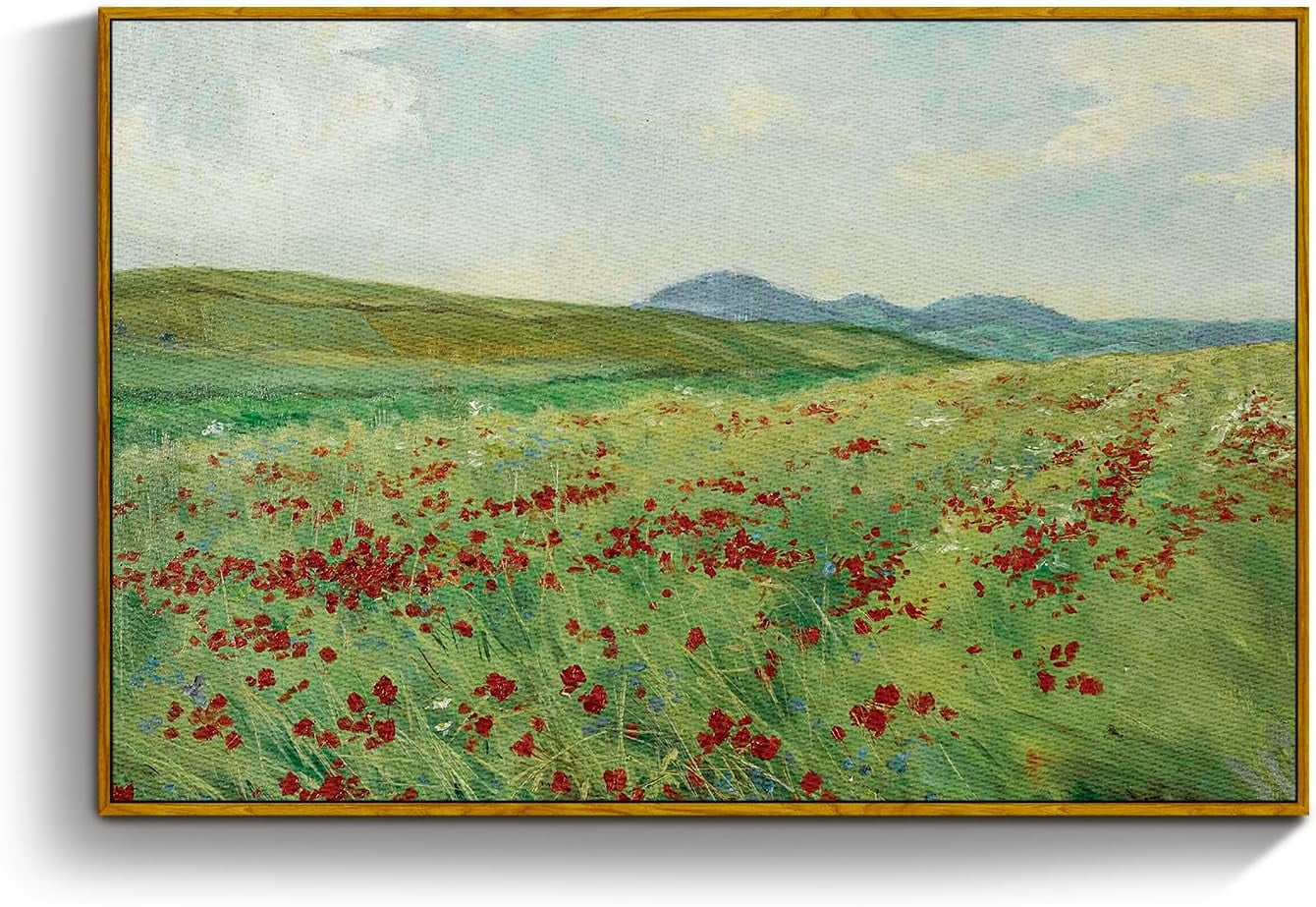 AatoeaX Canvas Wall Art, Hillside Landscape Art Prints, Flower Field ...