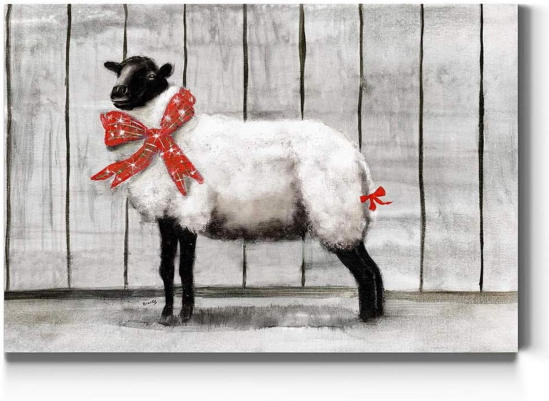 AatoeaX Canvas Wall Art Home Paintings Artwork Innocent Christmas Sheep ...