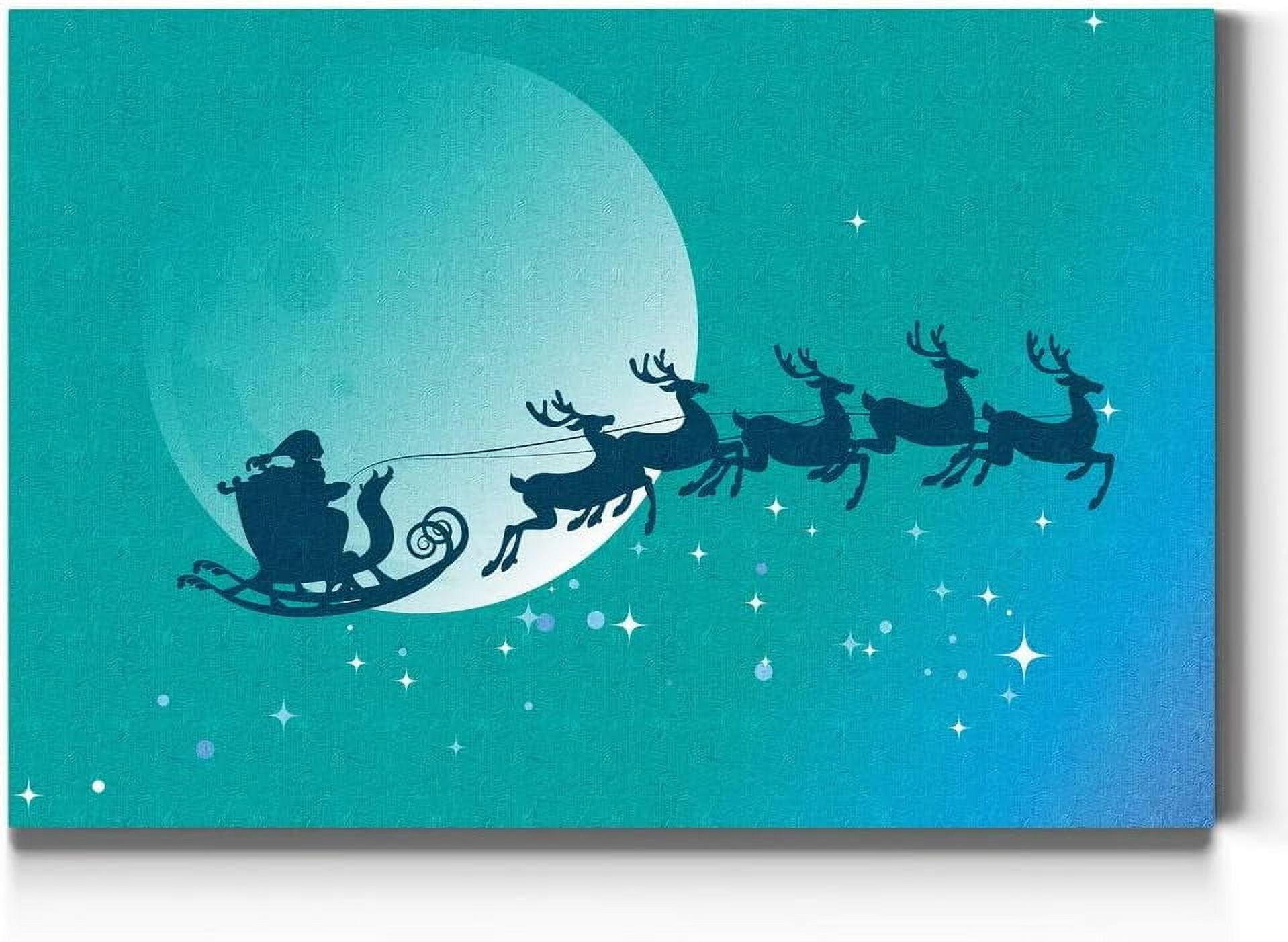 AatoeaX Canvas Wall Art Home Paintings & Prints Flying Santa's Sleigh ...