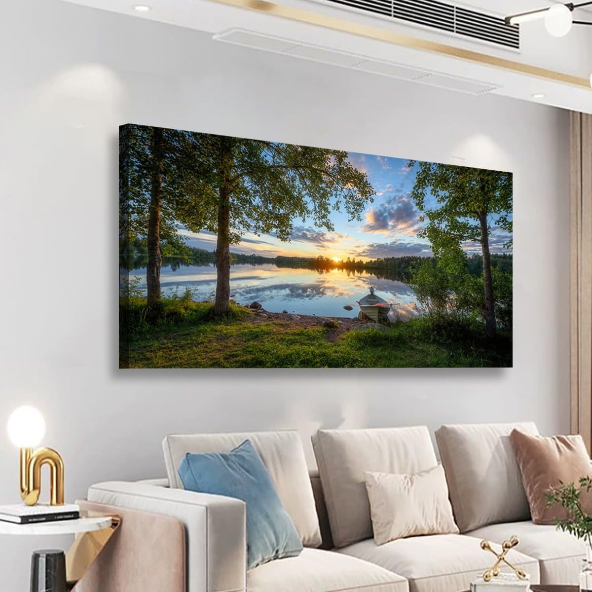 AatoeaX Canvas Wall Art for Living Room Bedroom Office Forest Lake Ship ...