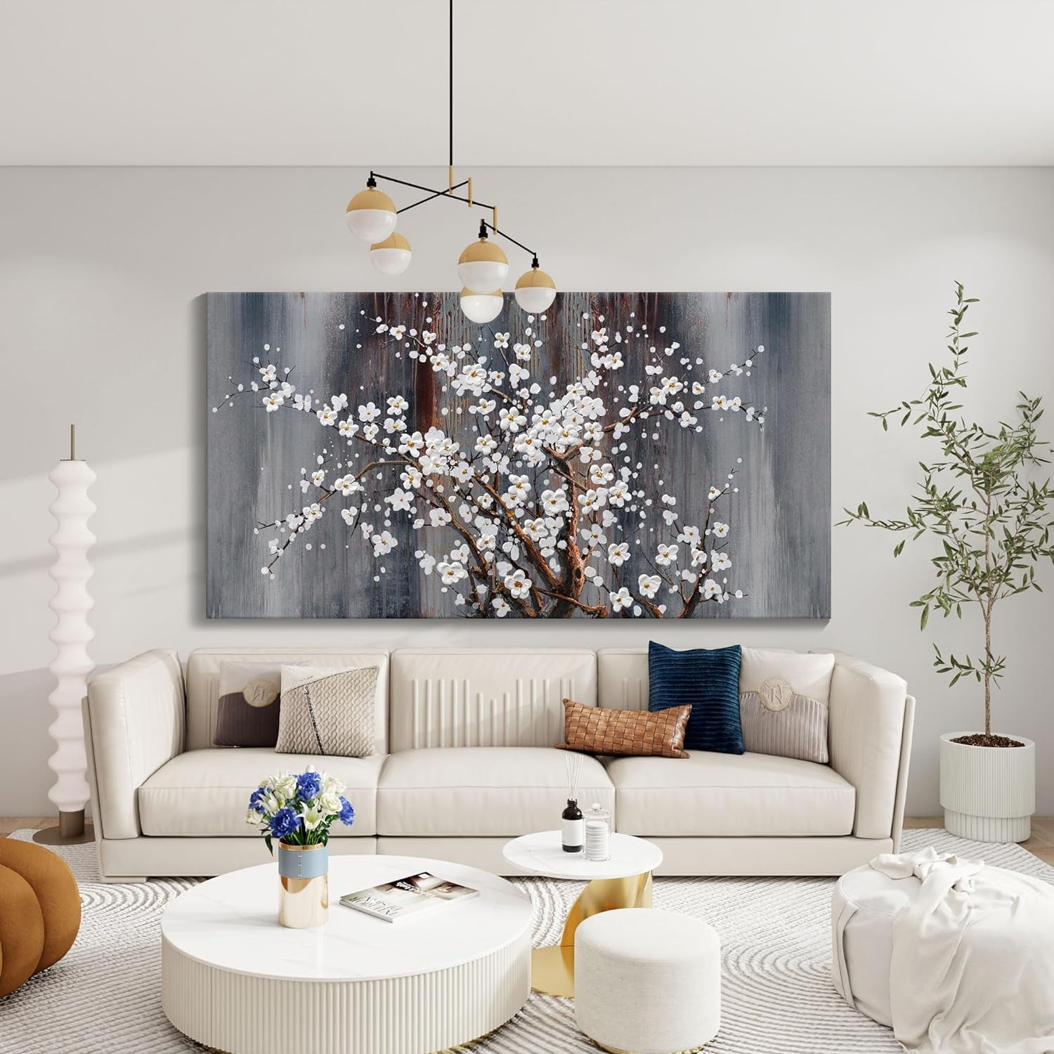 AatoeaX Canvas Wall Art Plum Blossom Wall Art Brown Wall Decor Living ...
