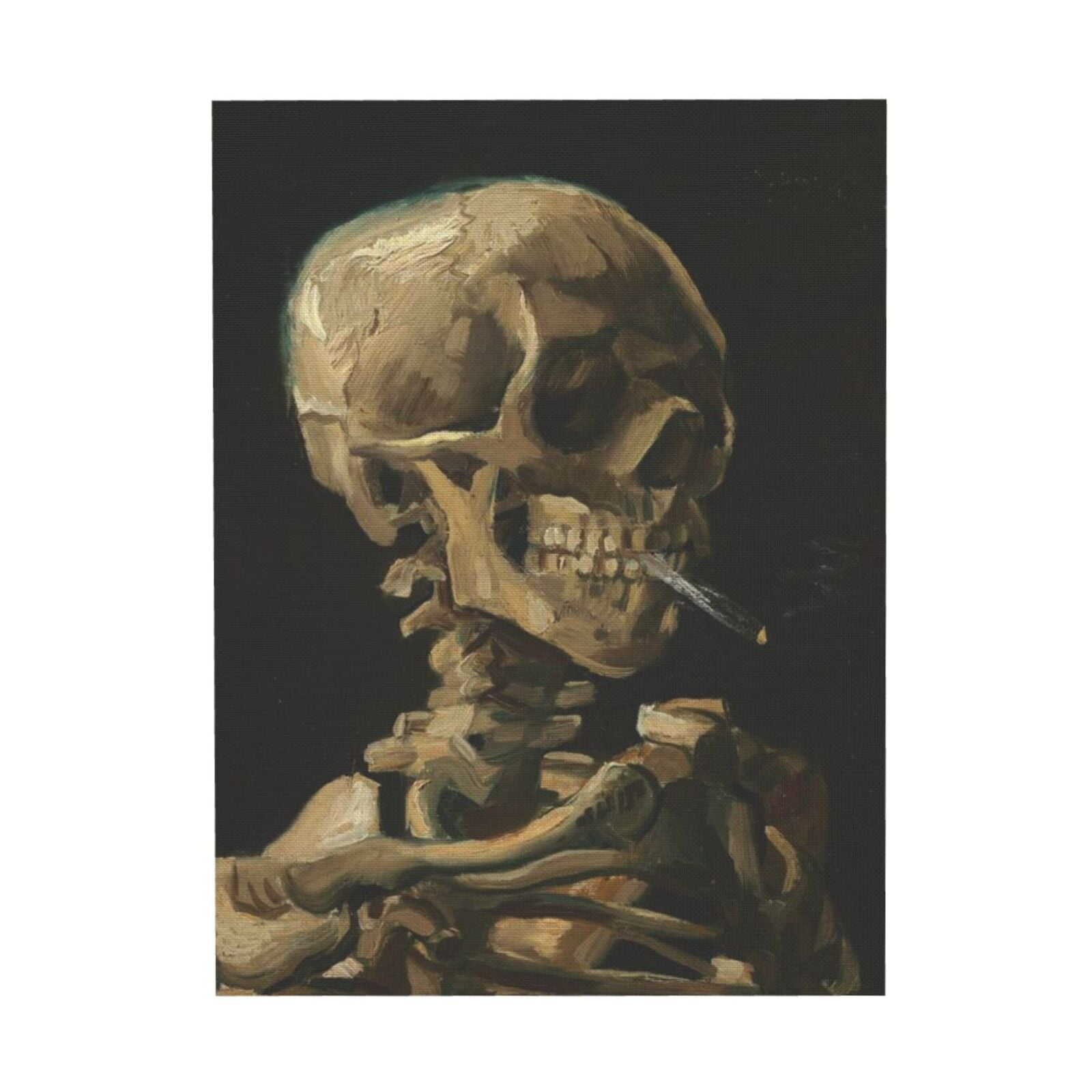 AatoeaX Canvas Wall Art Skull of a Skeleton with Burning Cigarette Van ...