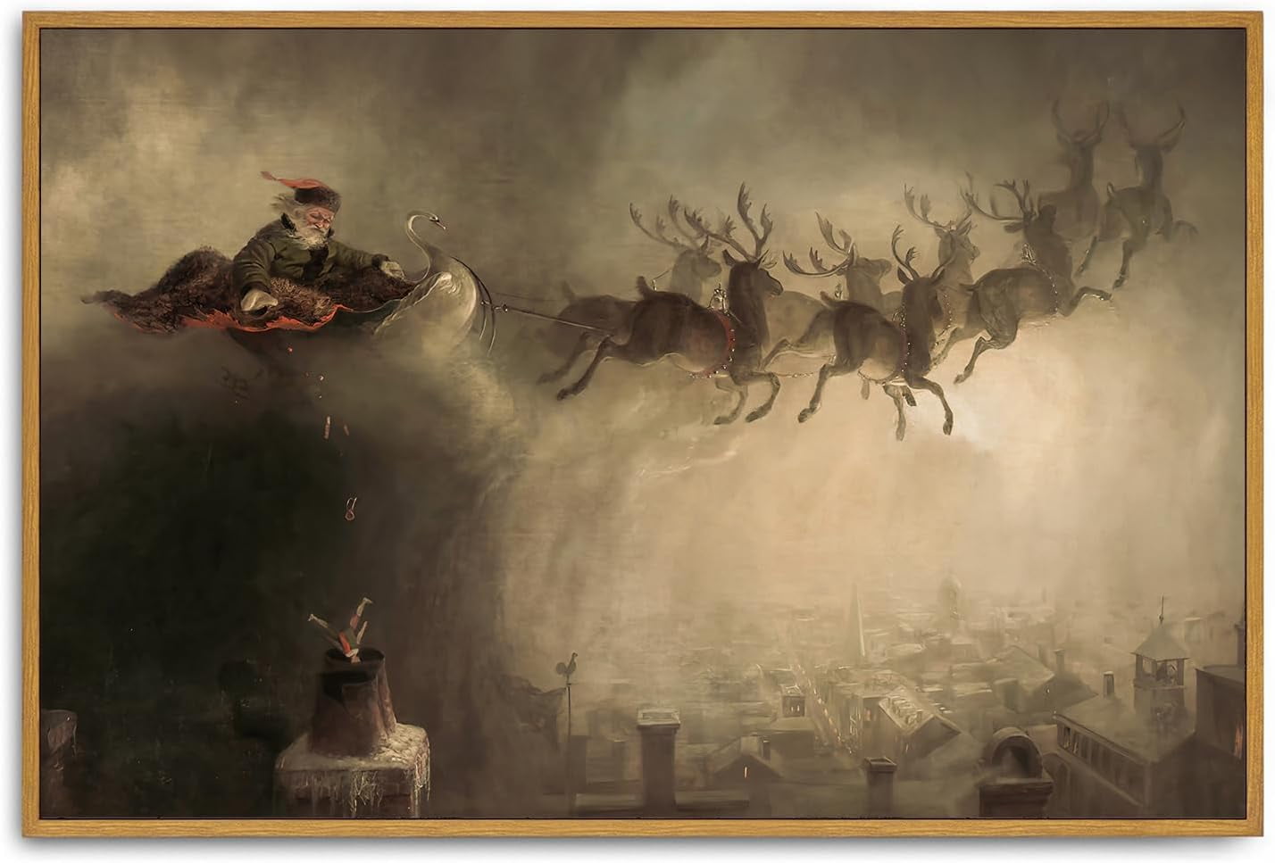 AatoeaX Canvas Wall Art Vintage Print Christmas Santa Claus Paintings ...